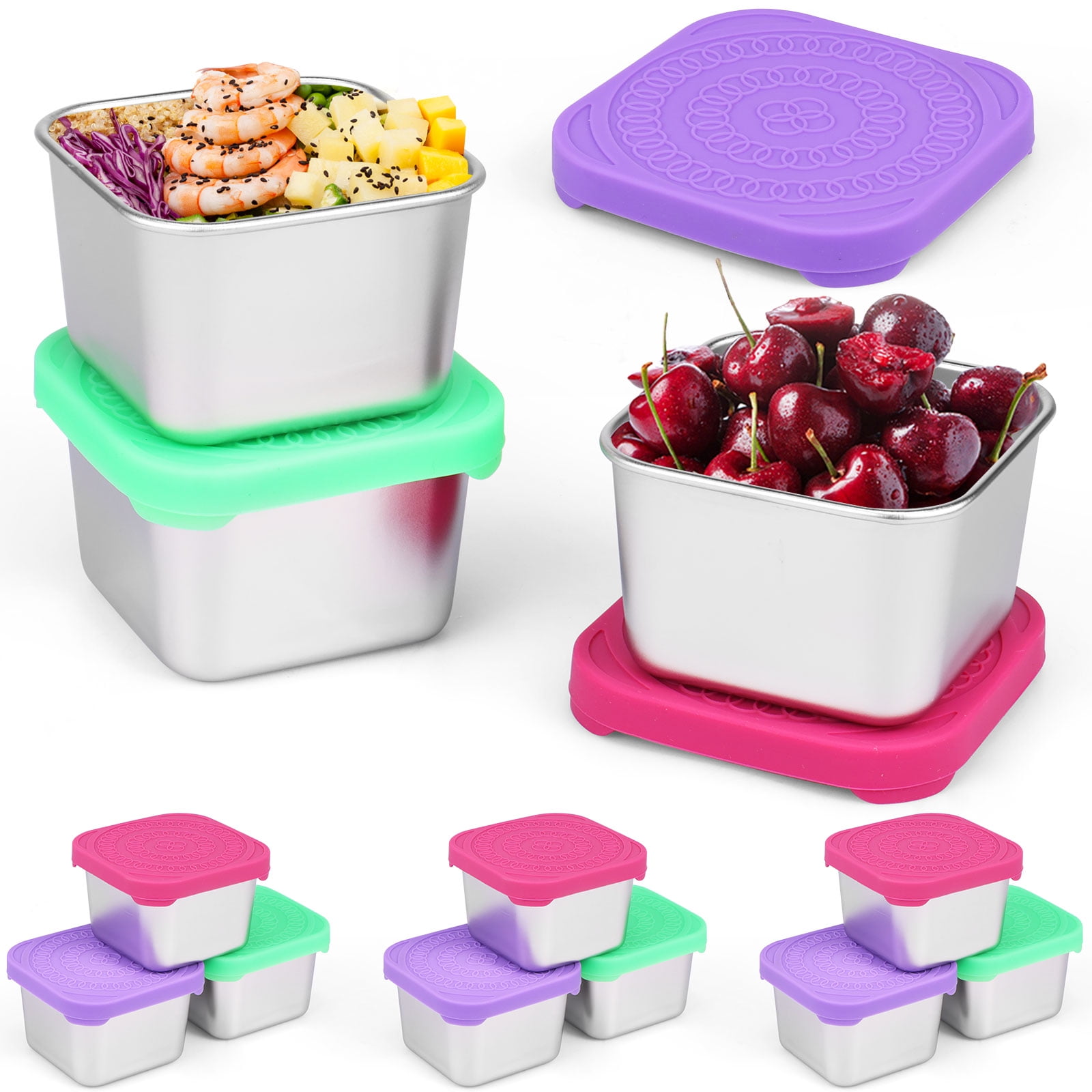 Sutowe 12 Pcs Stainless Steel Snack Container with Silicone Lid ...