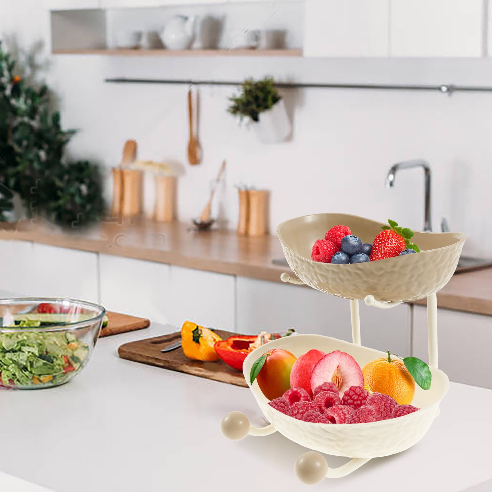 Sutowe 2 or 3 Tiers Plastic Fruit Bowl Basket with Stand for Kitchen ...