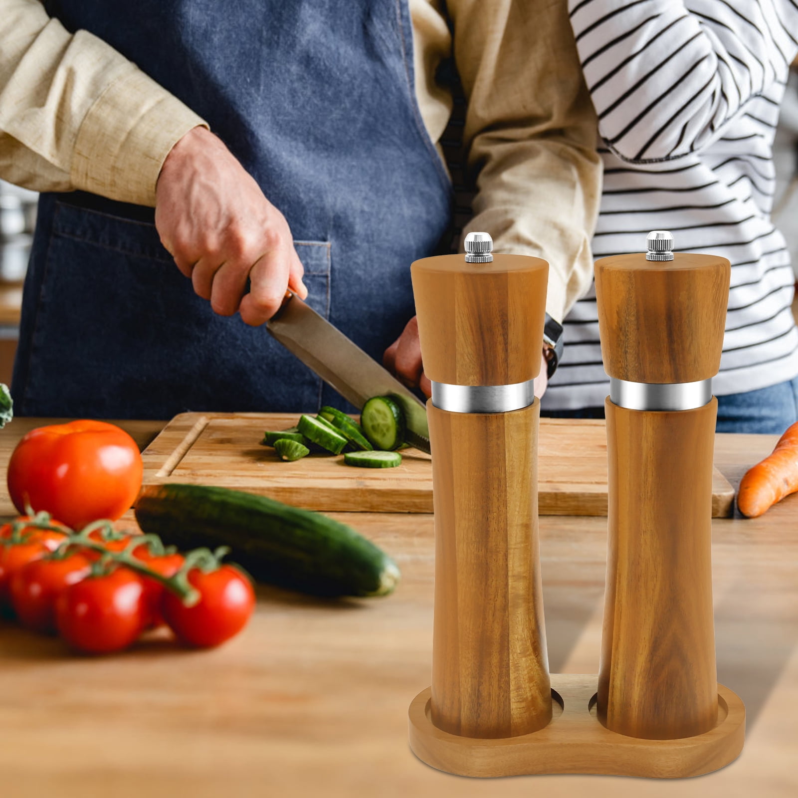 Sutowe 2 Pcs Salt and Pepper Grinder Set Wood Adjustable Coarseness ...