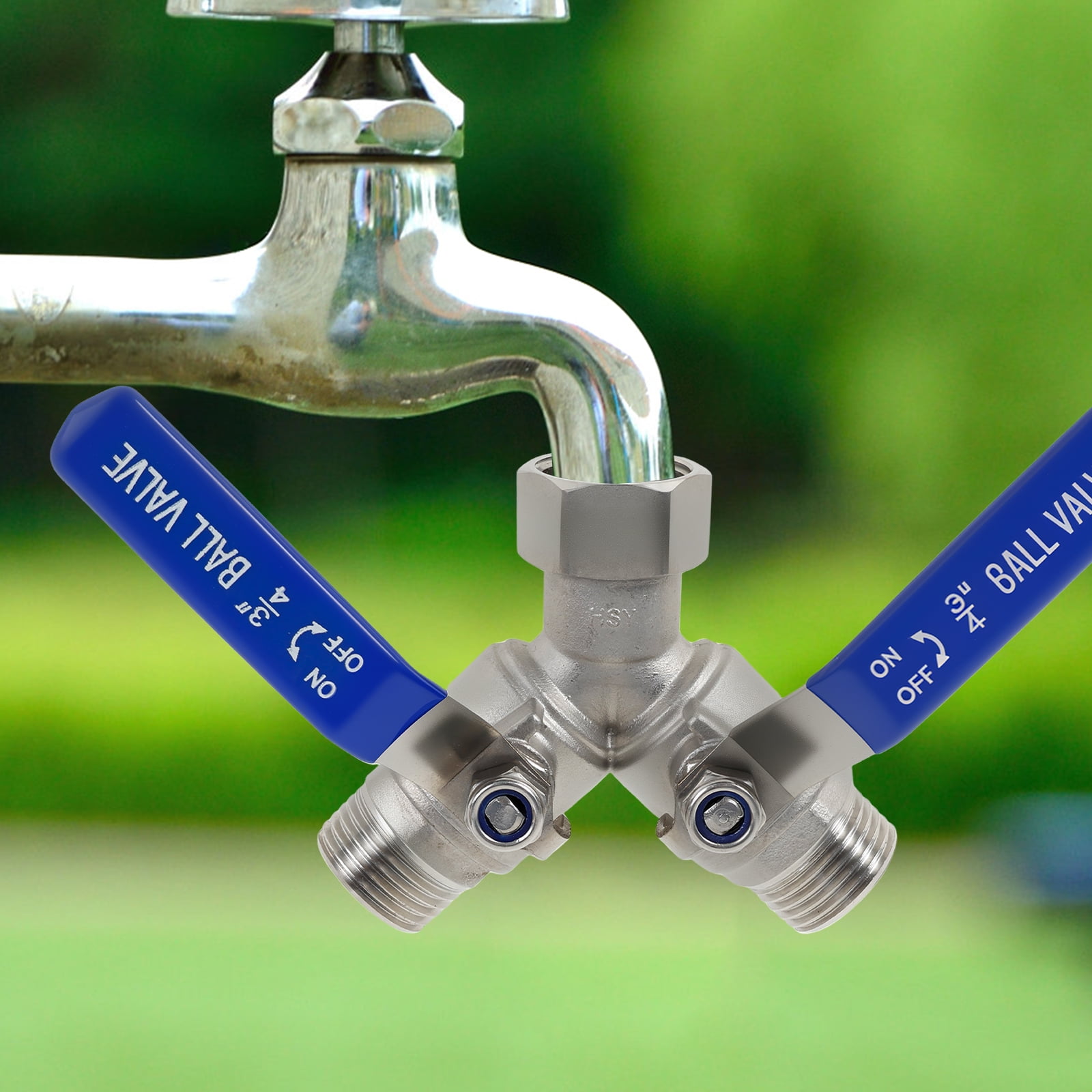 Sutowe 2 Way Garden Hose Splitter 304 Stainless Steel 3/4 Inch GHT ...