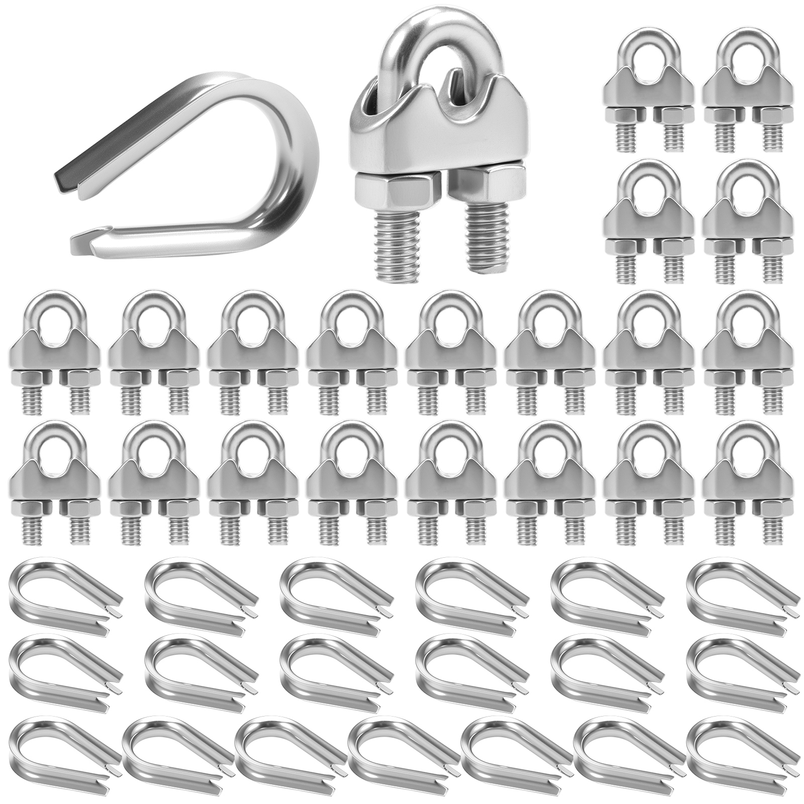 Sutowe 20 Pcs U Shaped Cable Clamp with 20 Pcs Cable Thimble 304 ...