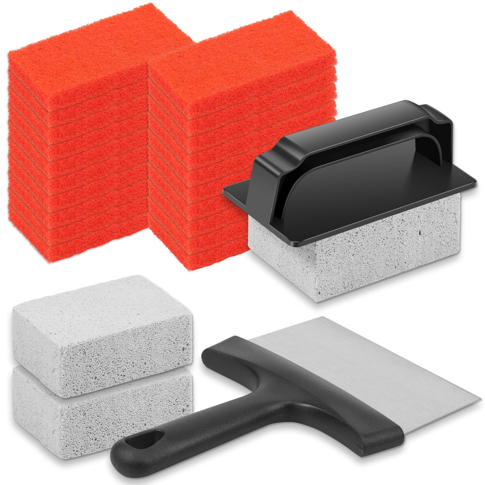 Sutowe 25 Pcs Griddle Cleaning Kit with Griddle Scraper Scouring Pads ...