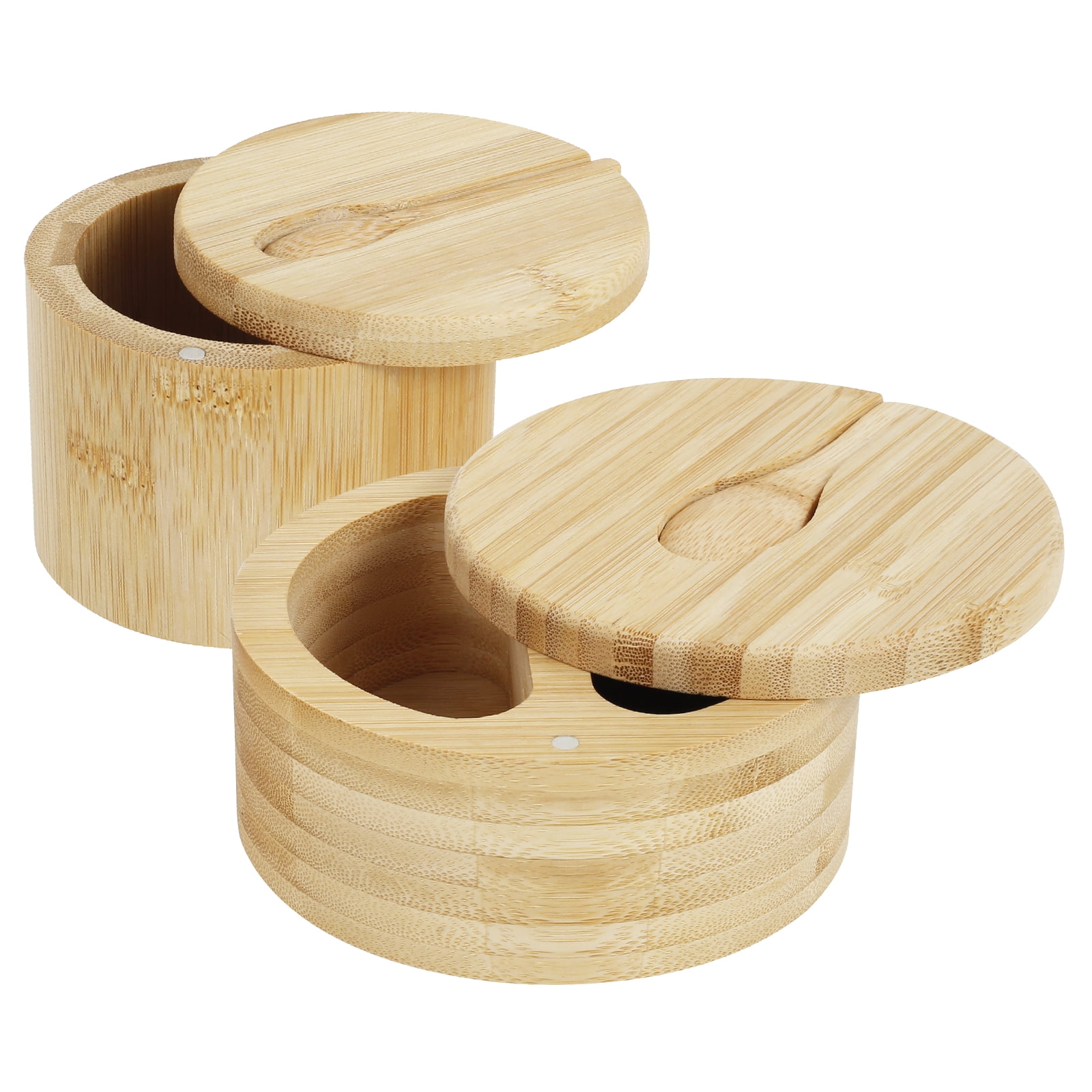 Sutowe 2Pcs Salt Cellar with Swivel Lid Wood Salt and Spice Box Elegant ...