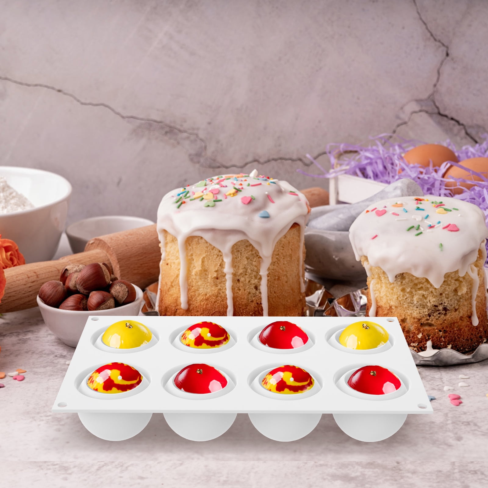 Sutowe 2Pcs Silicone Truffle Ball Shape Mold Smooth Surface Sphere ...