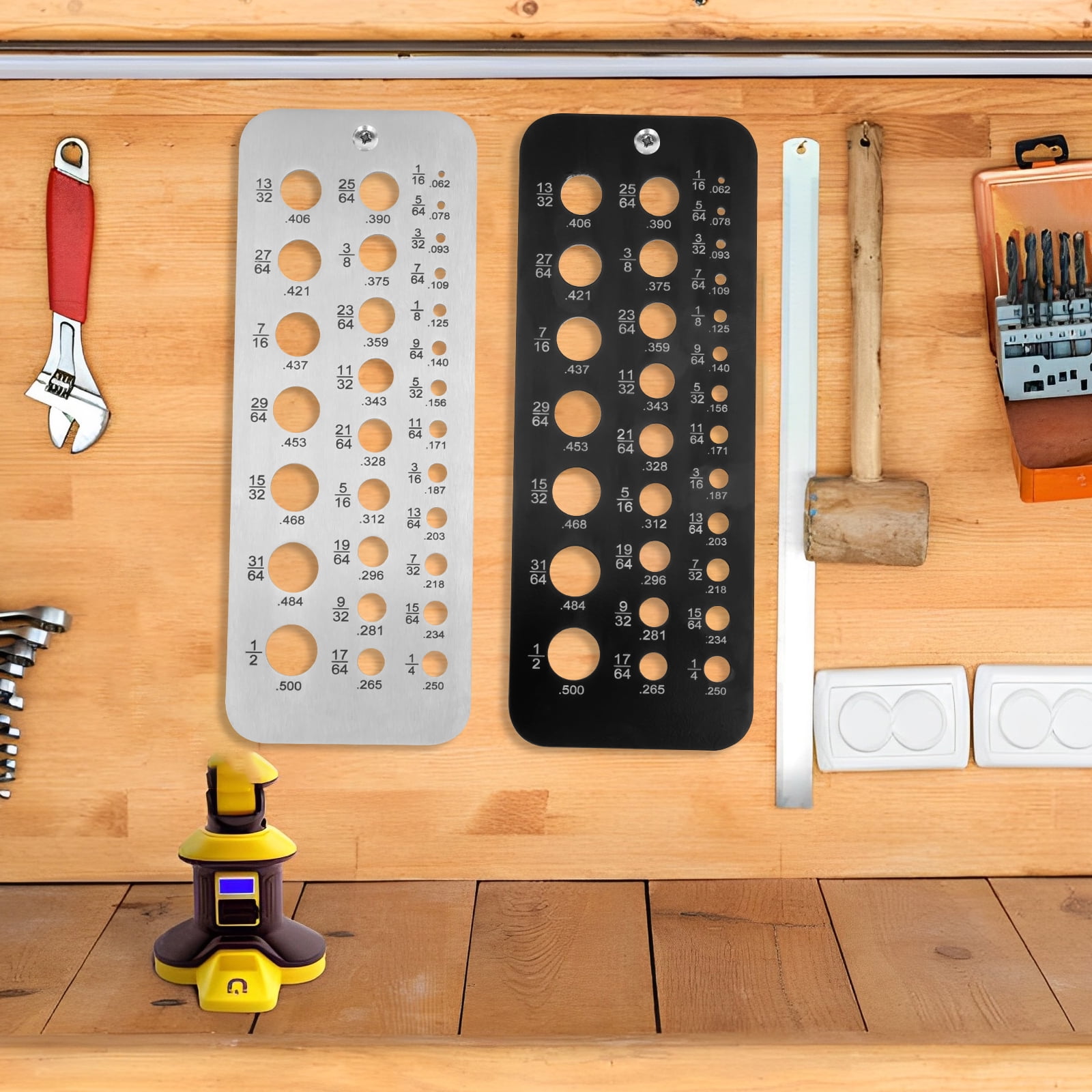 Sutowe 2Pcs Stainless Steel Drill Gauge Precise Drill Bit Gauge Precise ...