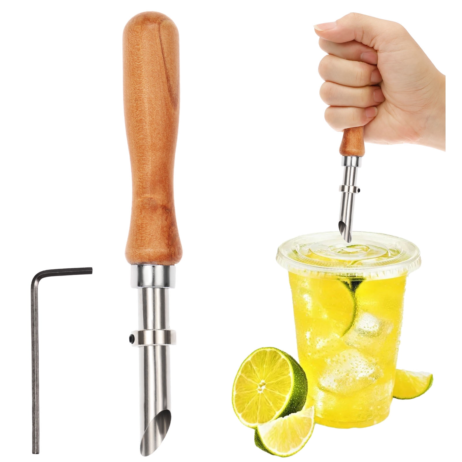 Sutowe 2Pcs Straw Puncher for Lemonade Stands Stainless Steel Straw ...