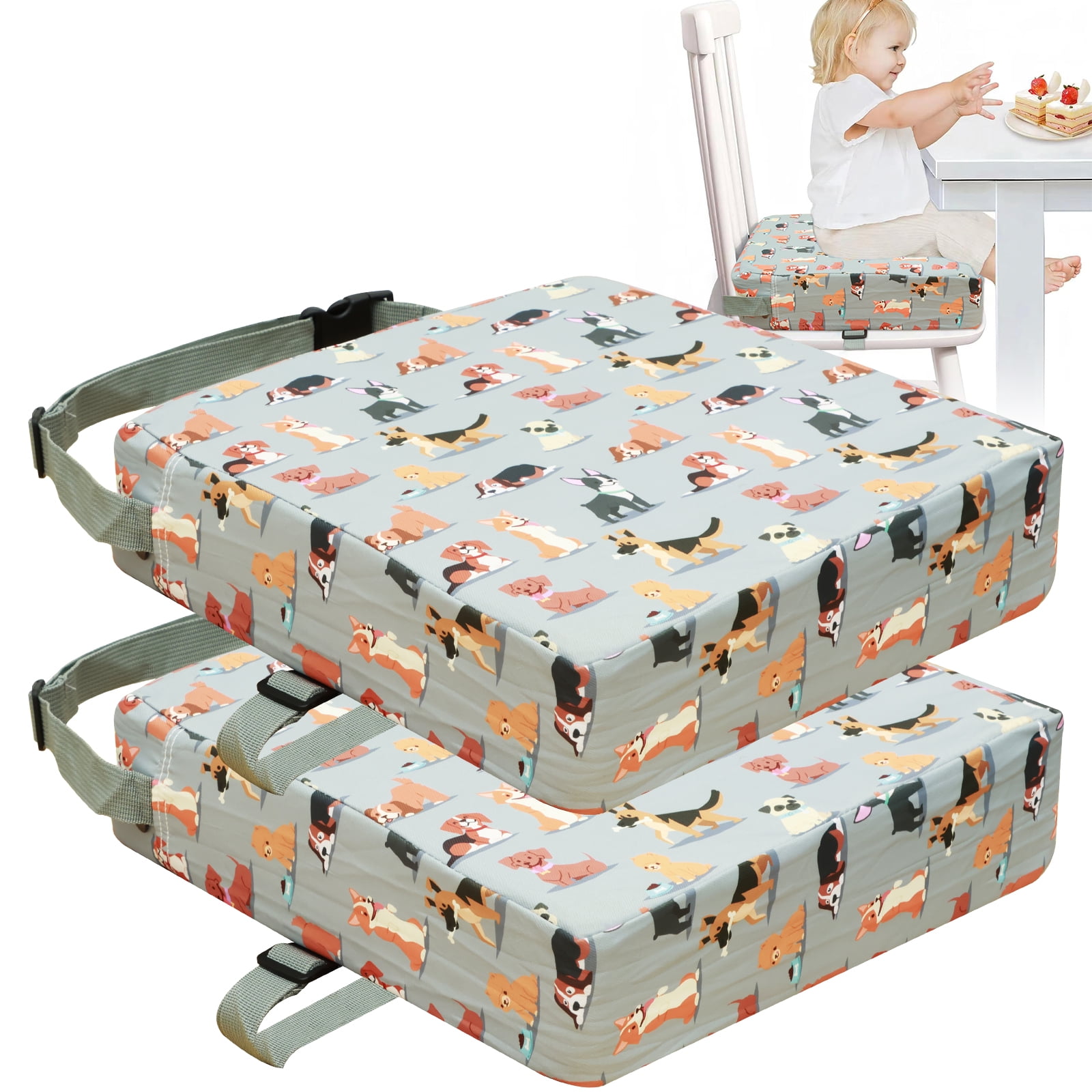 Sutowe 2Pcs Toddler Booster Seat with Double Adjustable Safer Buckles ...