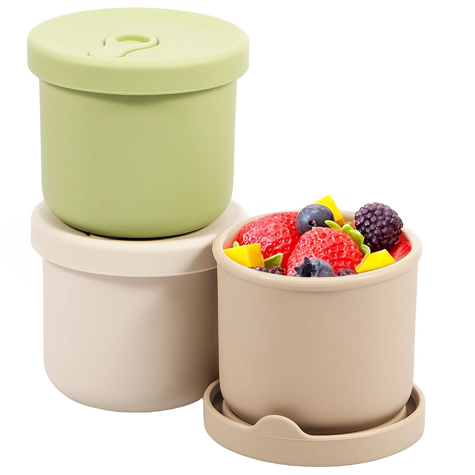 Sutowe 3 Pack Silicone Food Storage Containers Set Sturdy Baby Food ...