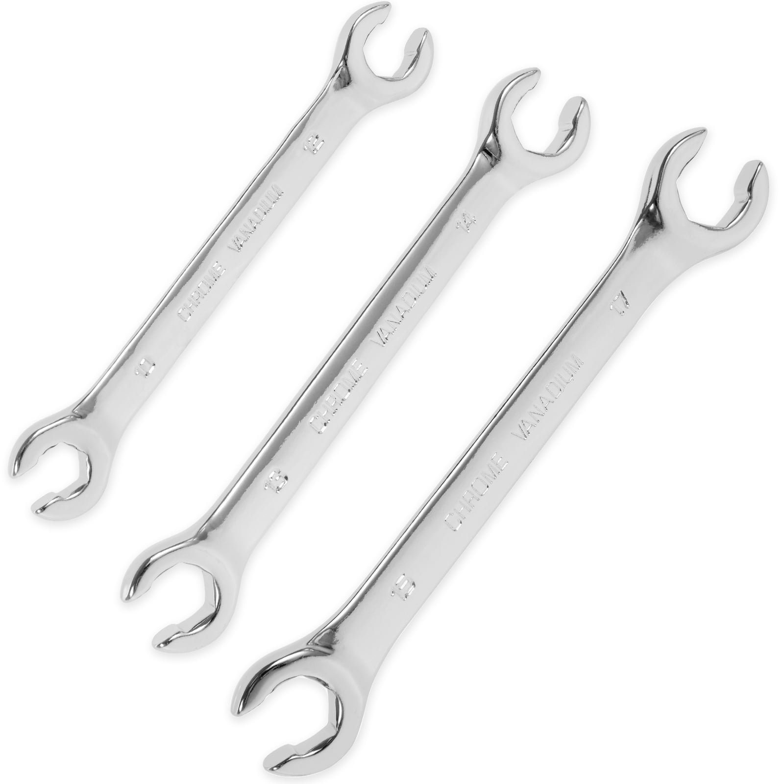Tcwhniev 3 Pcs Metric Flare Nut Spanner Set Double End Open Ring ...
