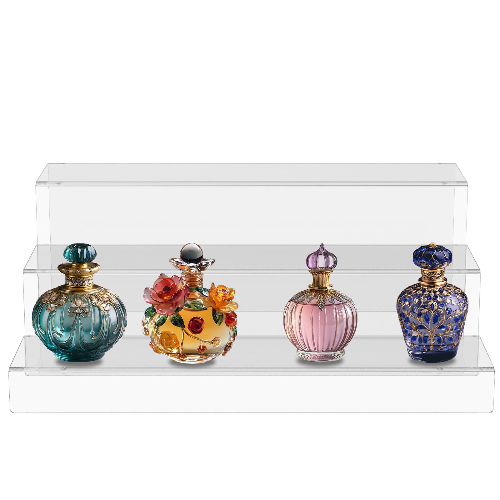 Sutowe 3 Tiers Back Bar Bottle Rack Display Clear Acrylic Stand Riser ...