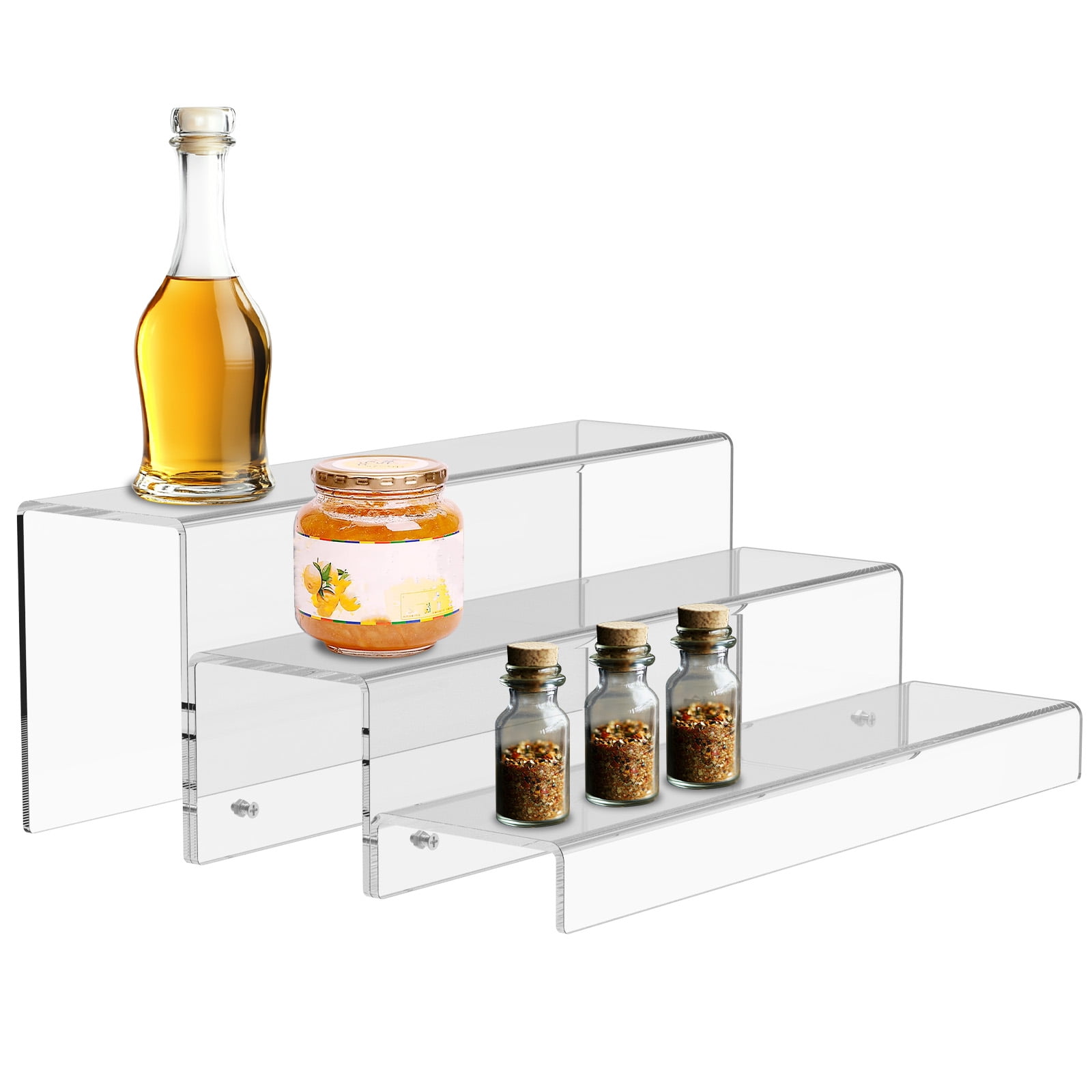 Sutowe 3 Tiers Back Bar Bottle Rack Display Clear Acrylic Stand Riser ...