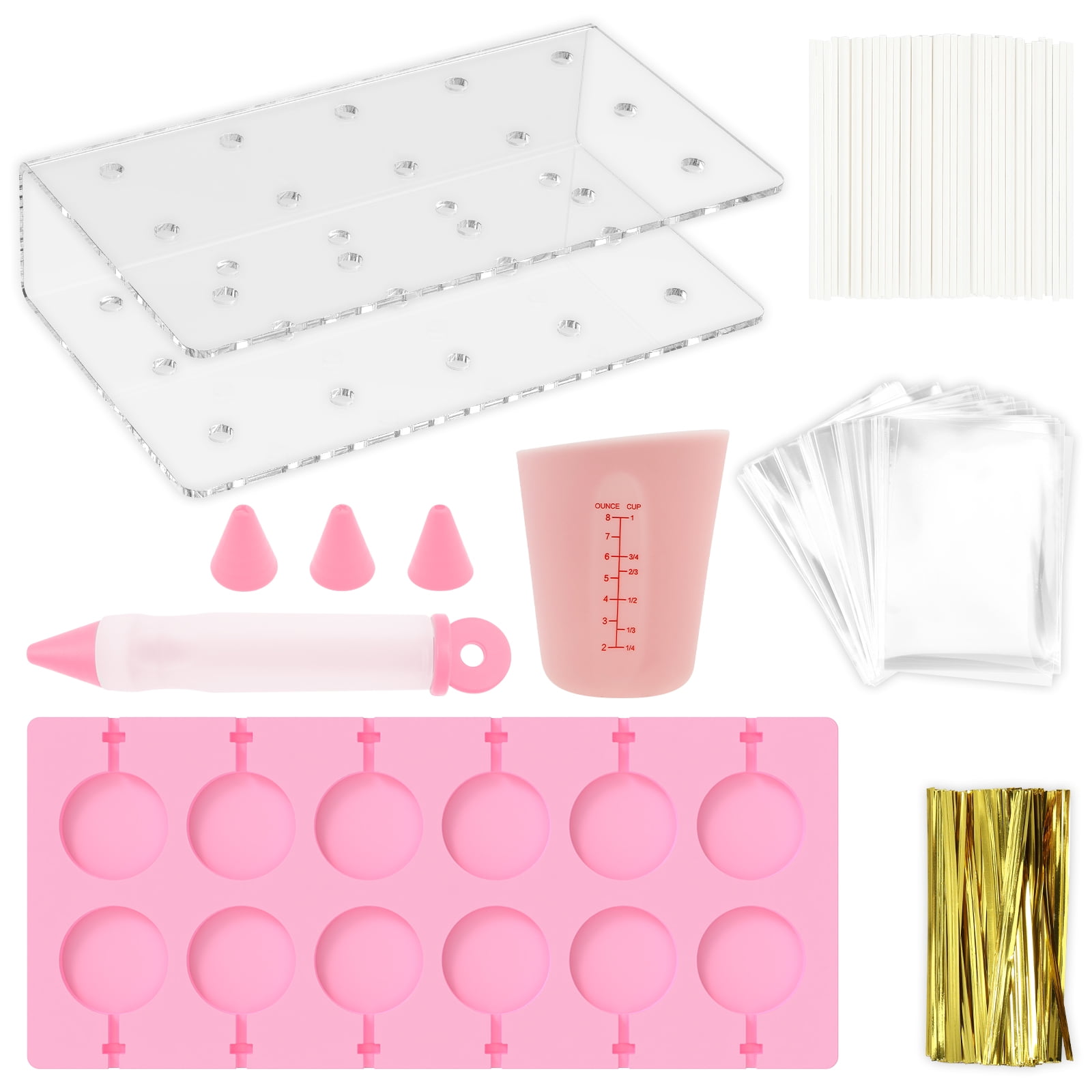 Sutowe 304Pcs Silicone Lollipop Mold Kit Easy to Release Lollipop Candy ...