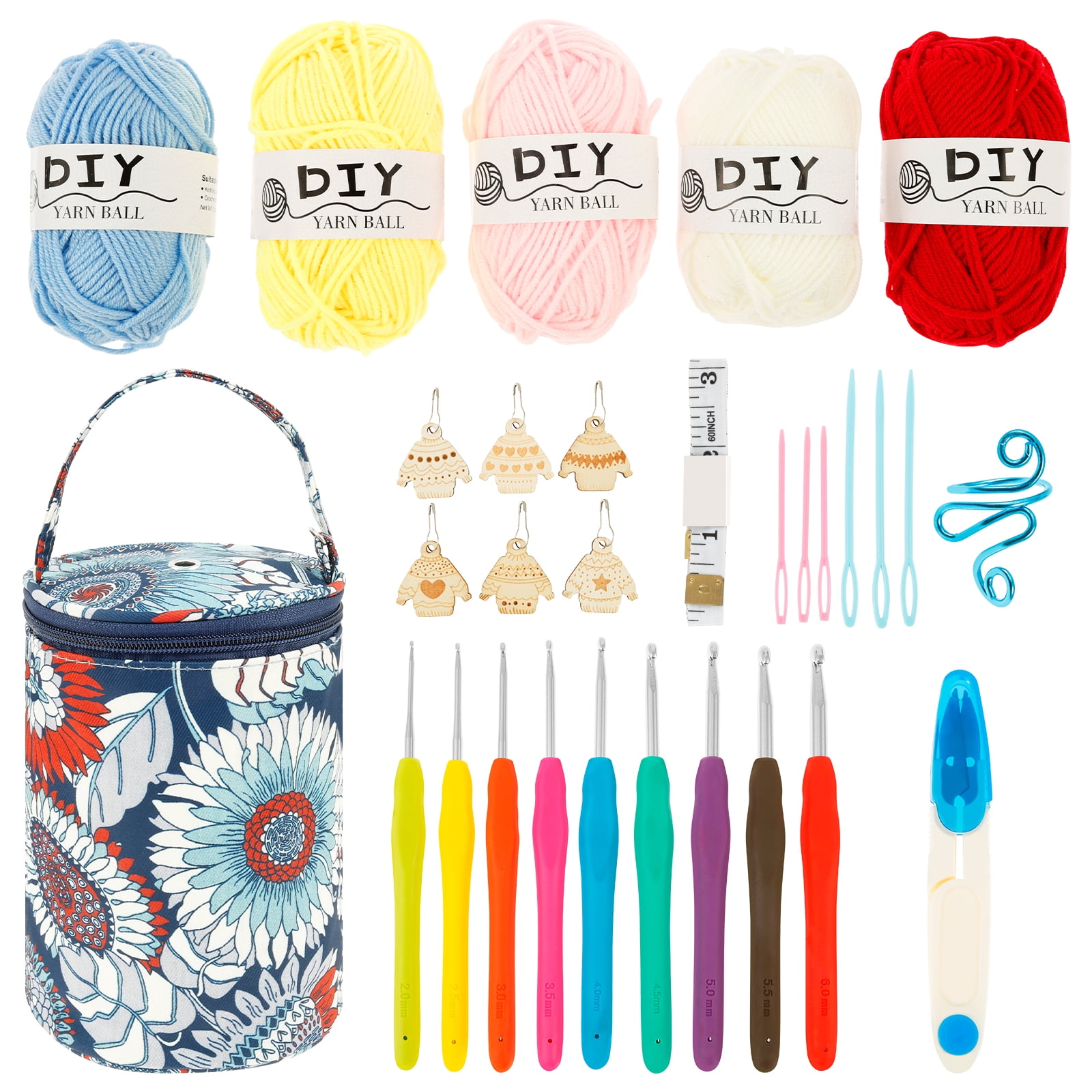 Sutowe 32 Pcs Crochet Kit Efficient Knitting Starter Kit with ...