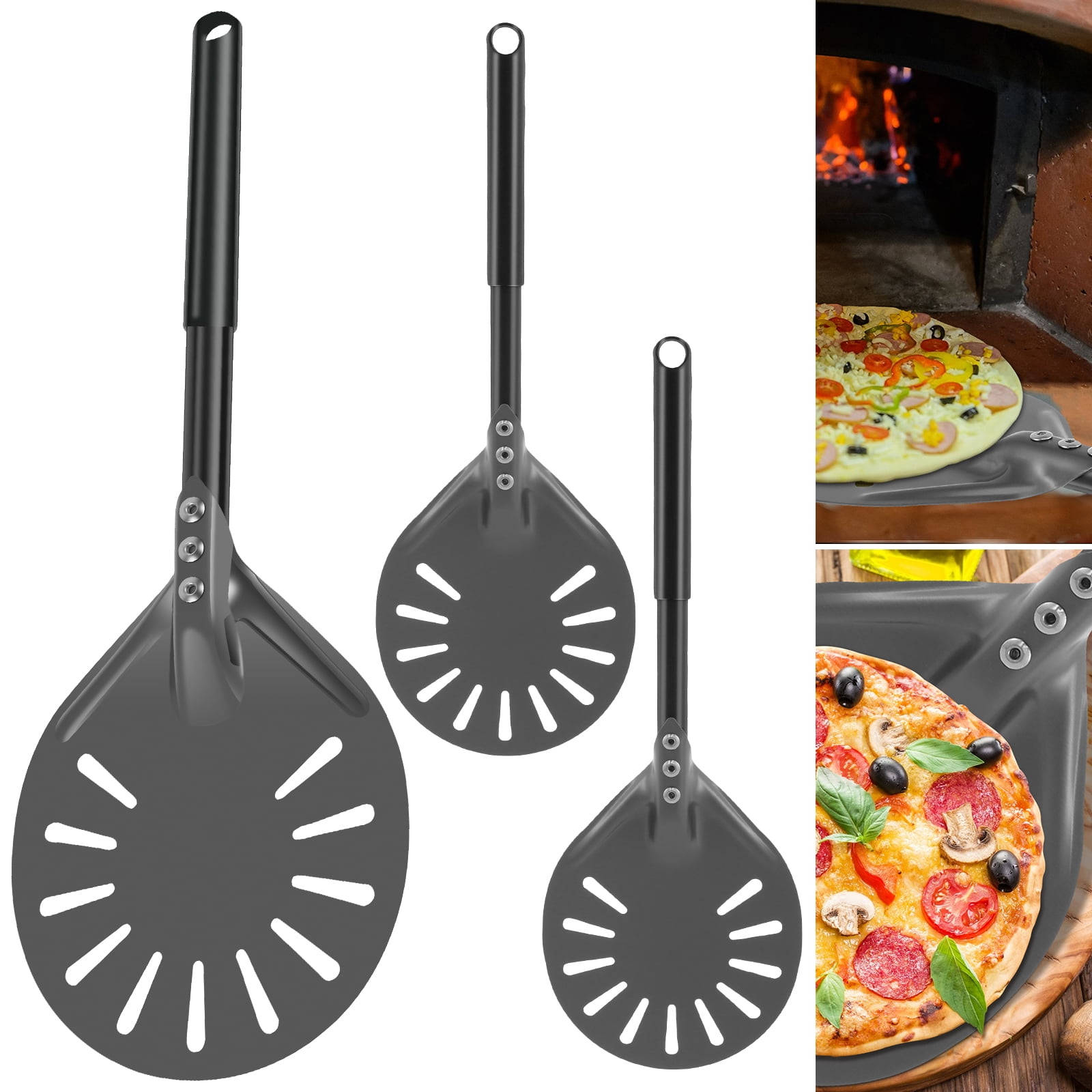 Tcwhniev 3Pcs Pizza Turning Peel 6 Inch Perforated Aluminum Round Pizza ...