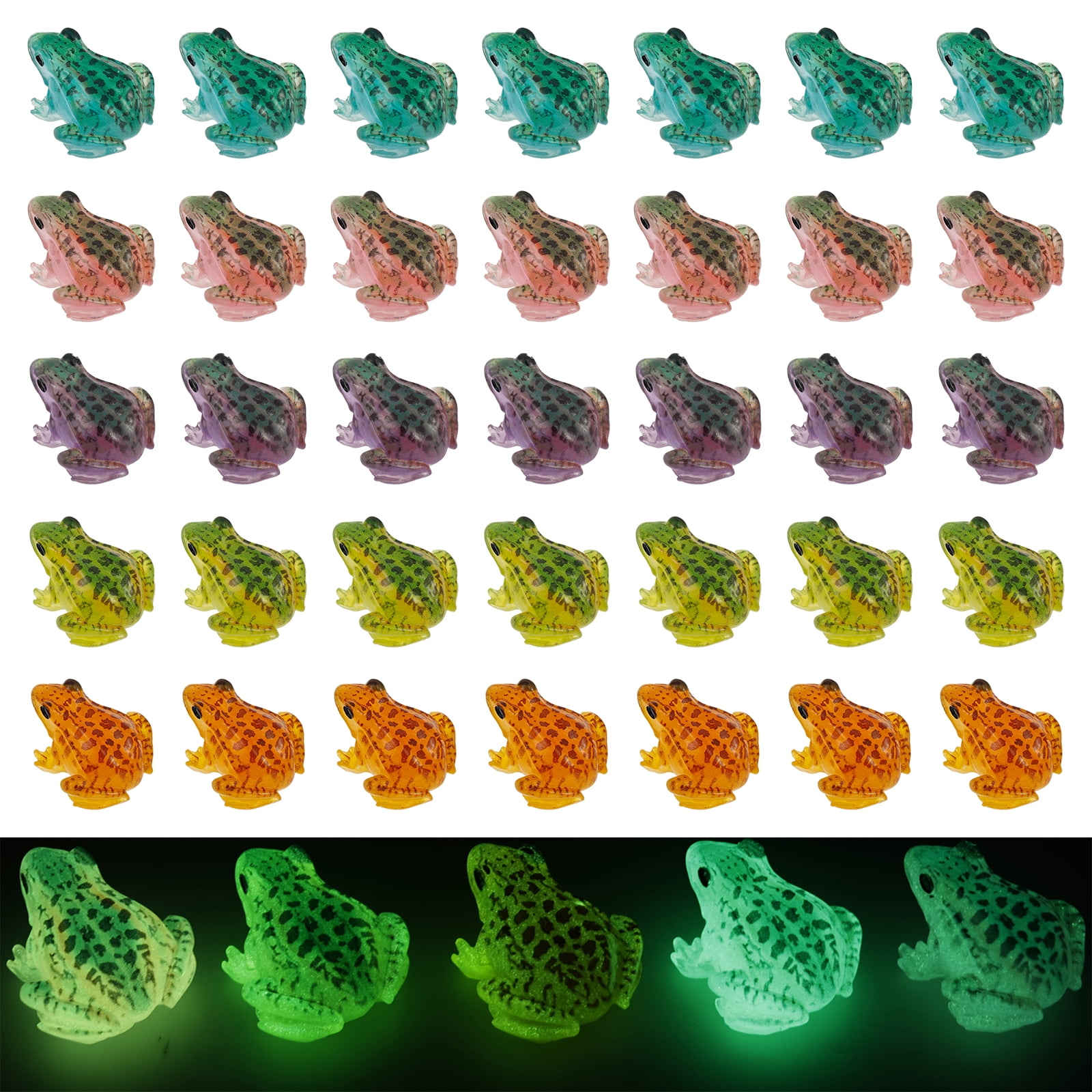 Sutowe 40Pcs Resin Luminous Simulation Frog Shape Figurines for DIY ...