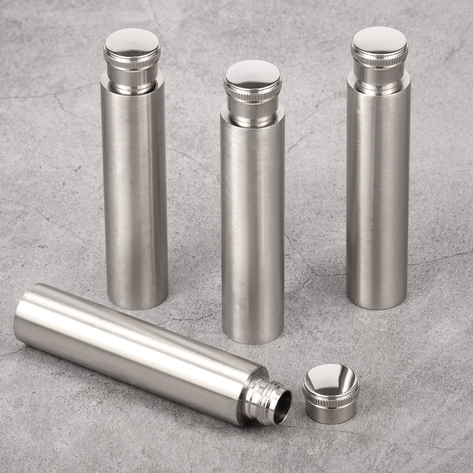 Sutowe 4PCS Stainless Steel Tube Hip Flask Mini Liquor Flask for Whiskey Storage 30ML Pocket ...