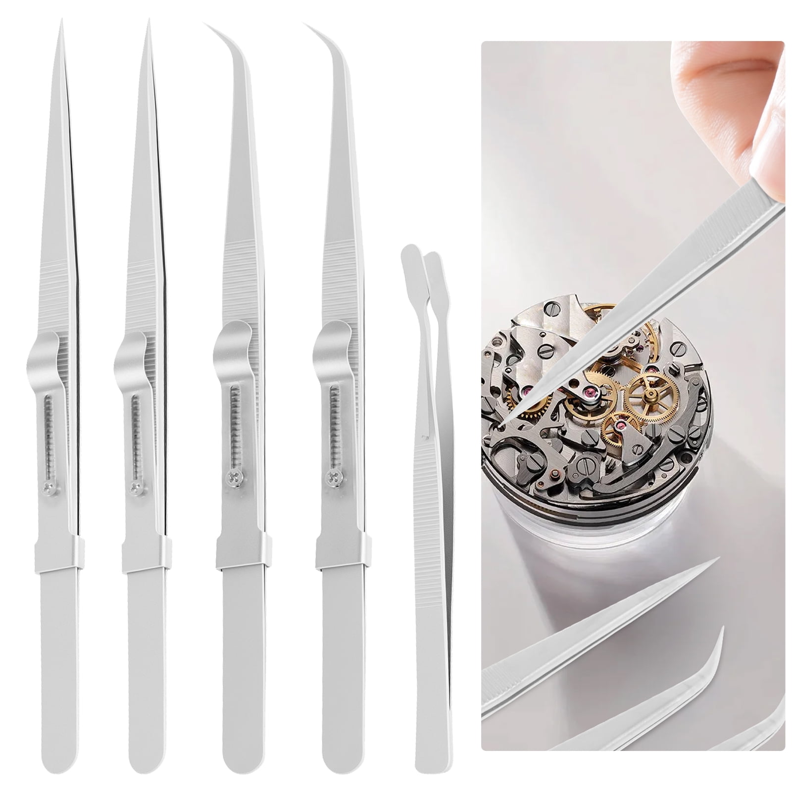 Sutowe 5Pcs Precision Tweezers Set Stainless Steel Tweezers Anti Static ...