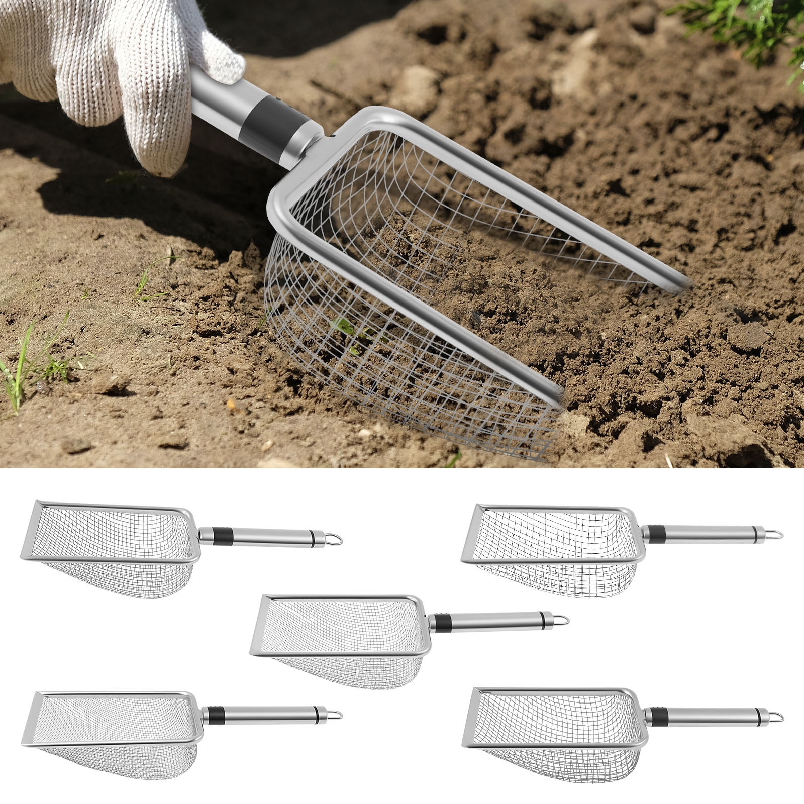 Sutowe 5Pcs Stainless Steel Gardening Soil Sifter With Handle Versatile ...