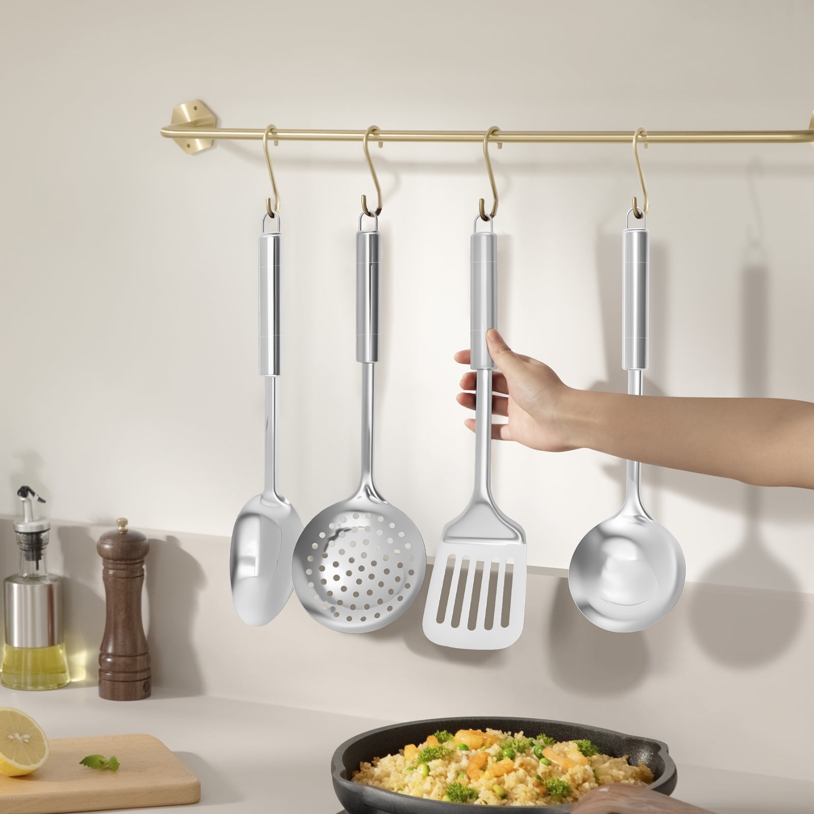 Sutowe 6 Pcs Cooking Utensils Set Stainless Steel Kitchen Utensil Set ...