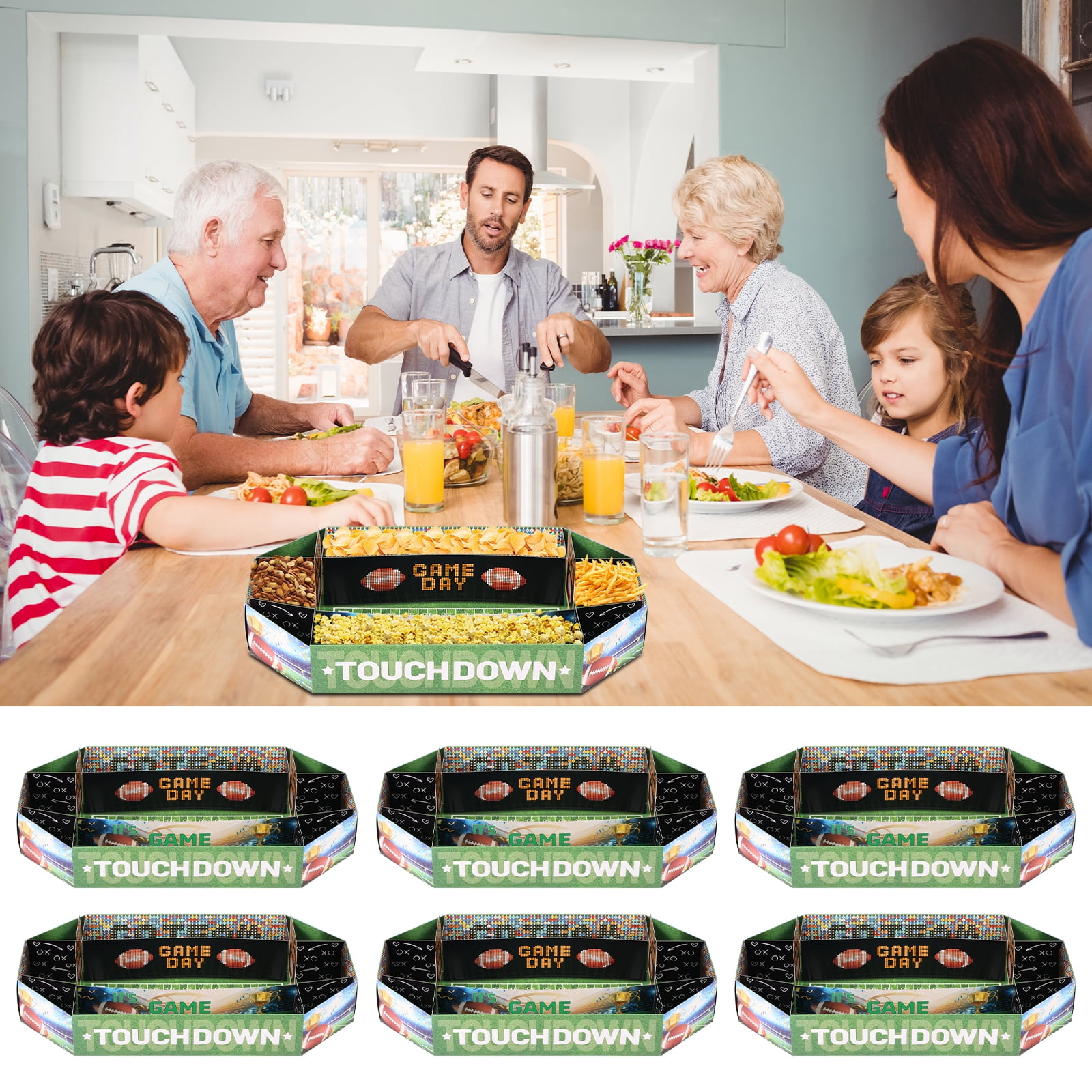 Sutowe 6Pcs Football Serving Tray Decorative Football Party Supplies ...