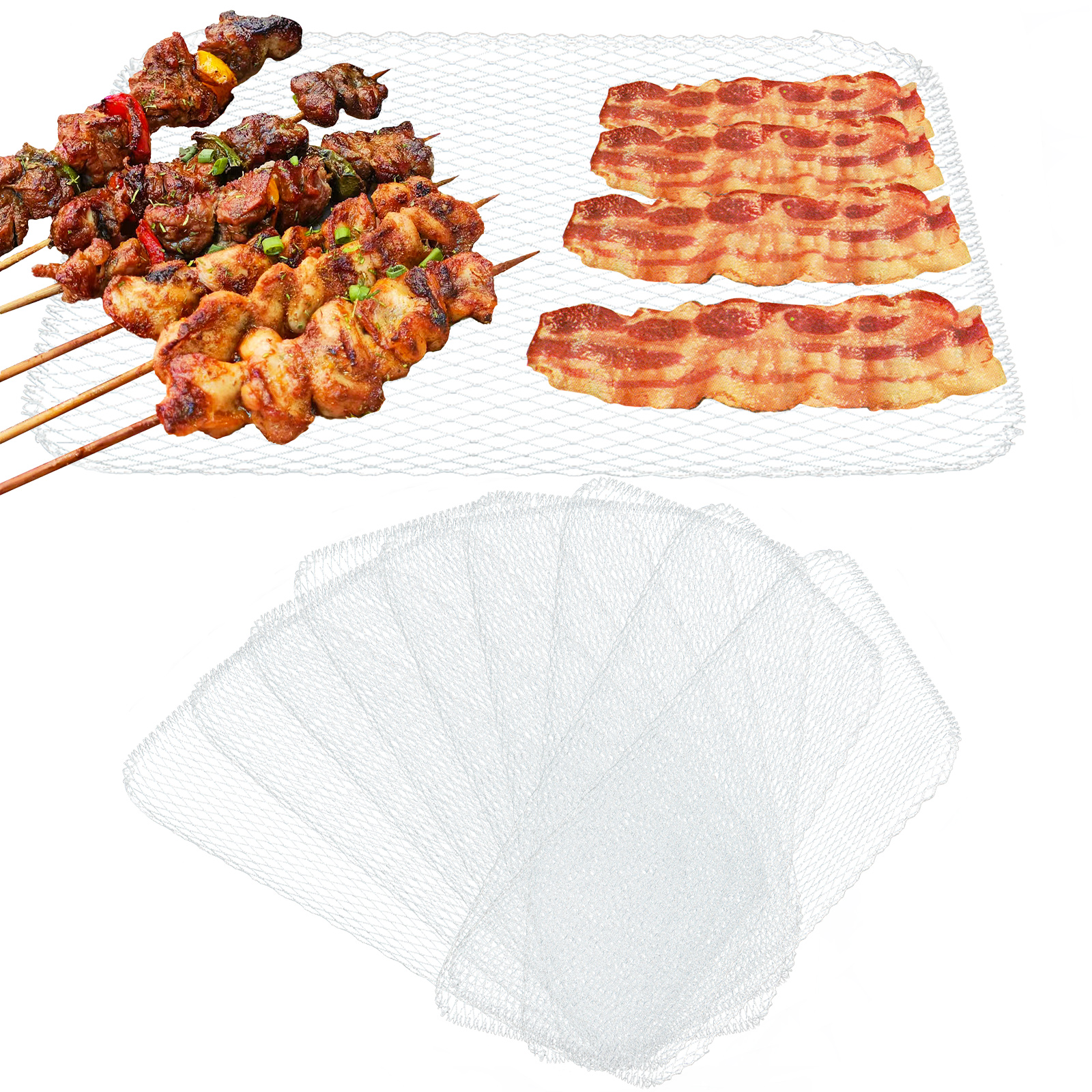 Sutowe BBQ Grill Grates Kit Solid Multipurpose Grill Mesh Mat Pan Set ...