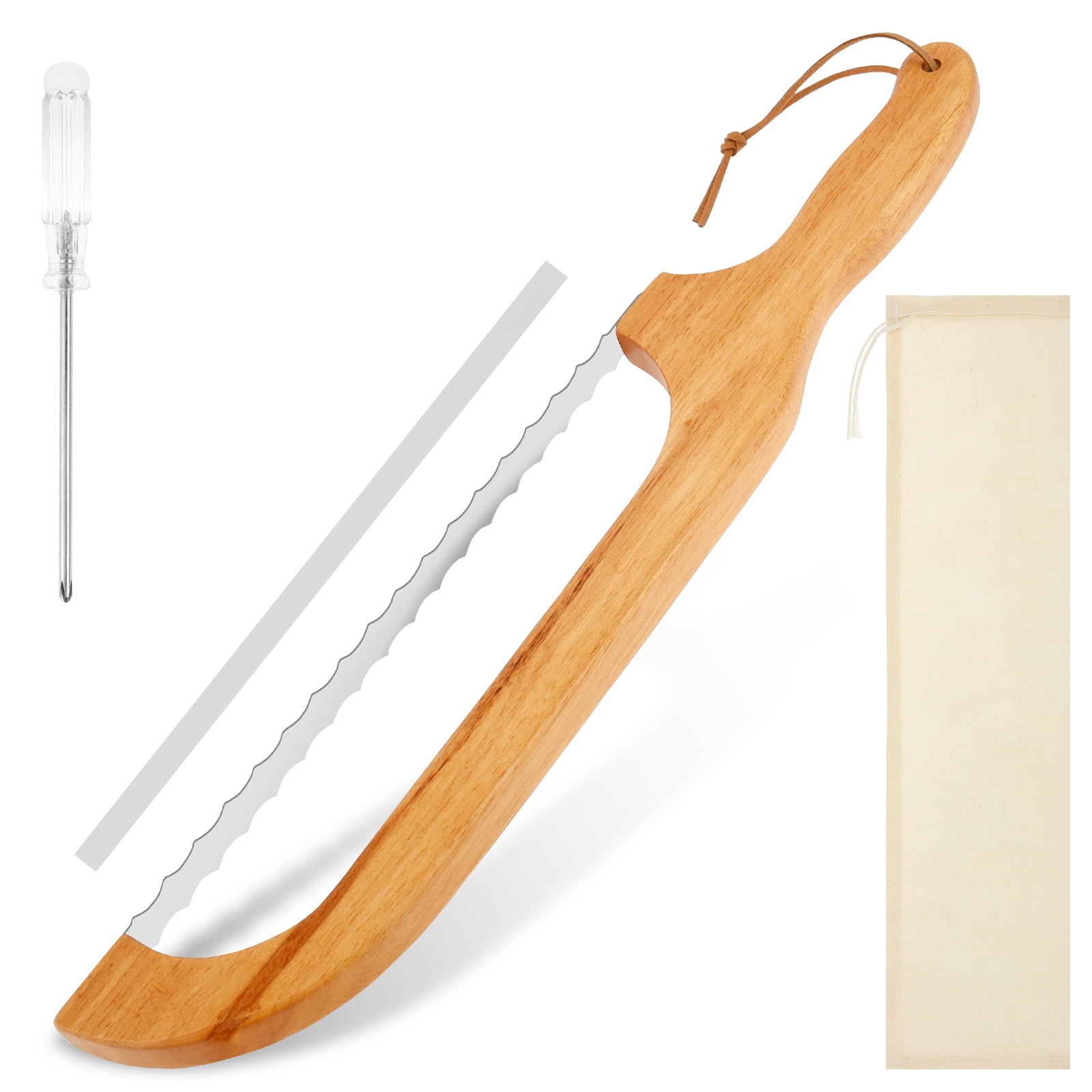 Sutowe Bread Slicer Stainless Steel Bread Knife 10.6 inch Bilateral ...