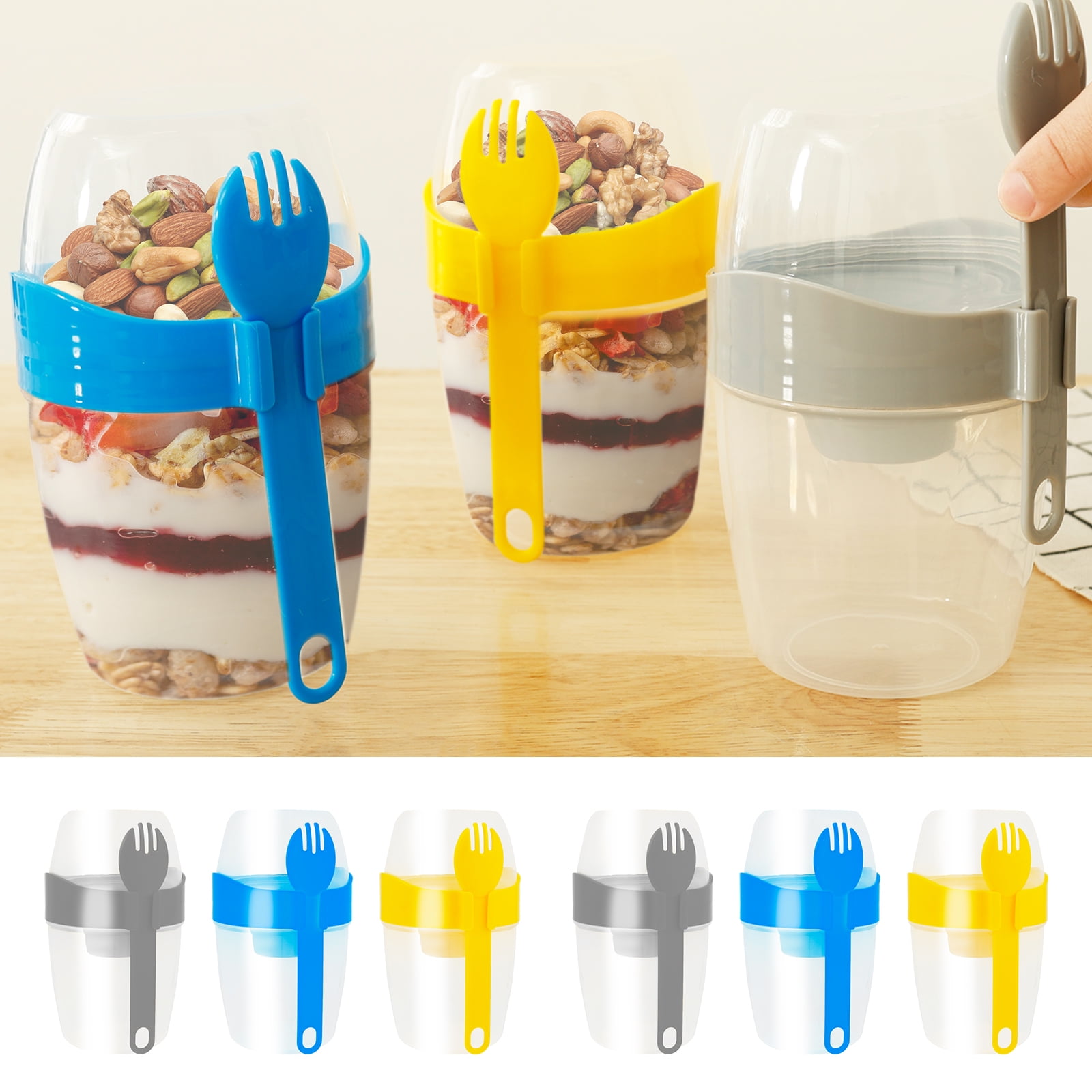 Sutowe Cereal Yogurt Cups with Lids Ergonomic Multipurpose Overnight ...