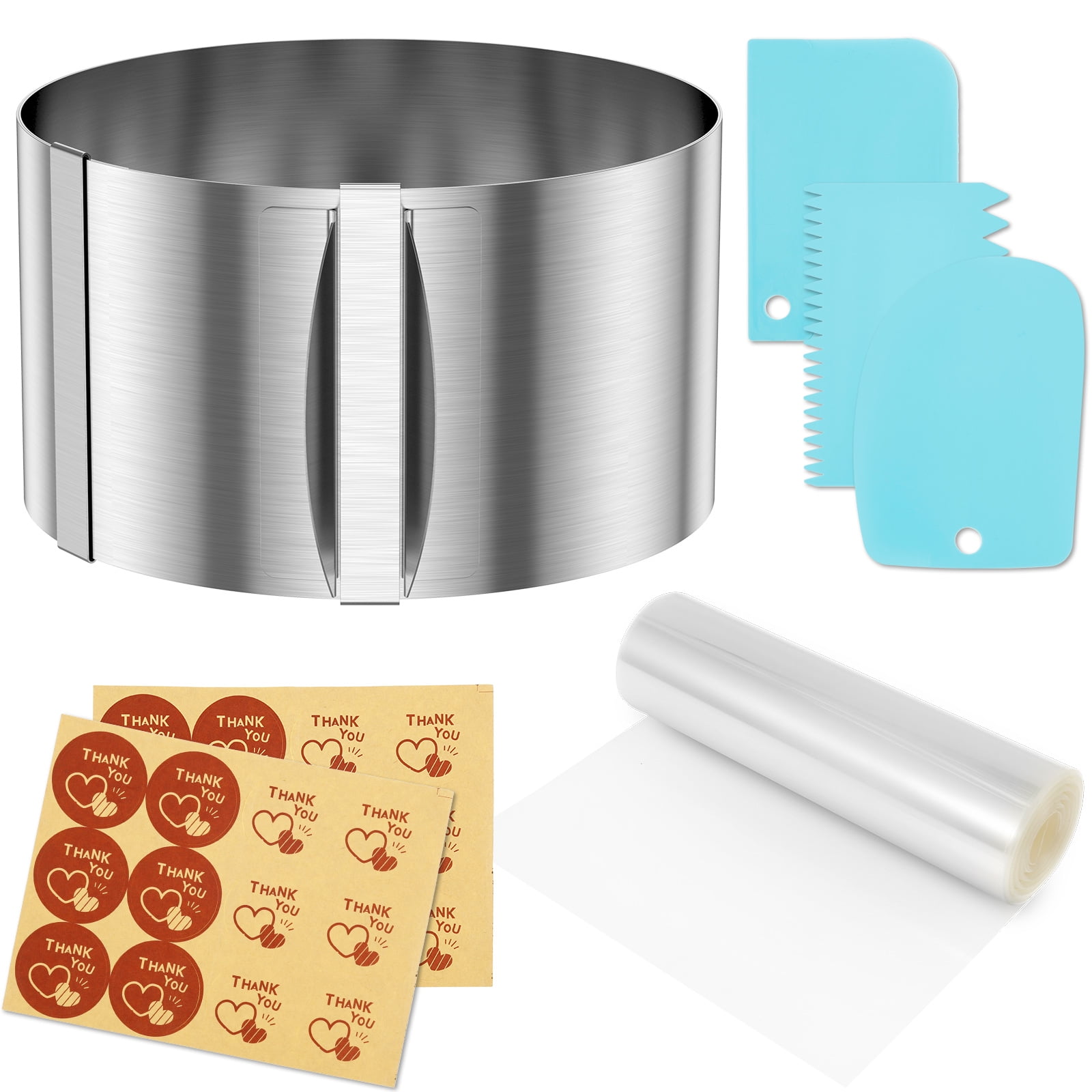 Sutowe Circular Cake Ring Stainless Steel Round Cake Collar Easy to ...