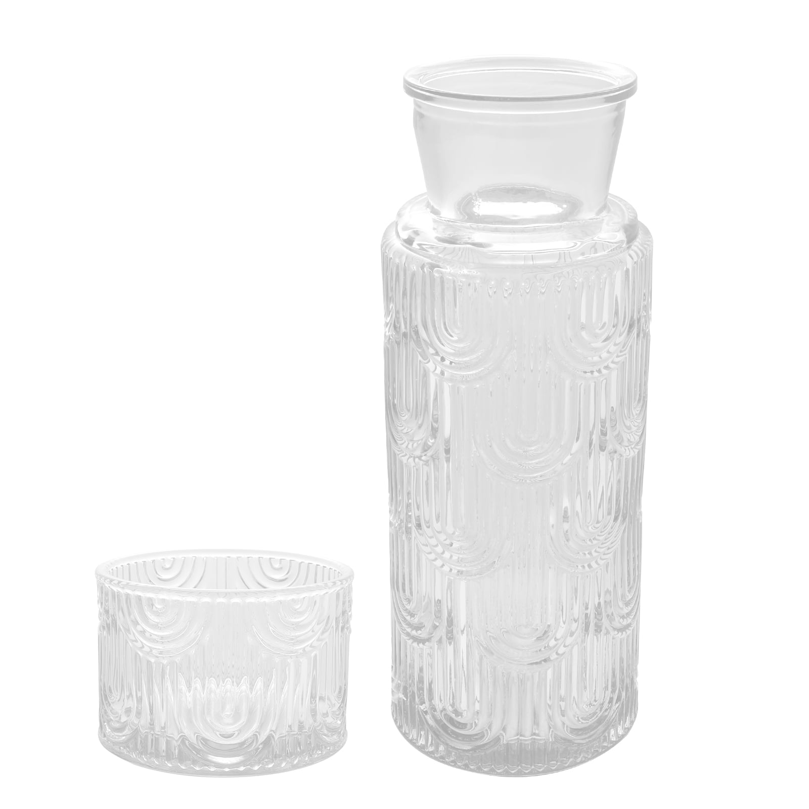 Tcwhniev Clear Night Carafe and Glass Set Dust Proof Glass Water ...
