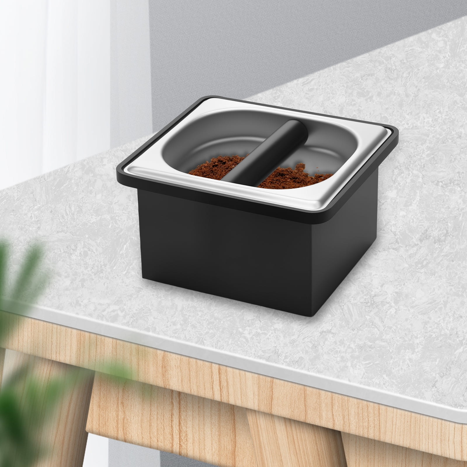 Sutowe Coffee Knock Box Large Capacity Espresso Knock Box with Silicone ...