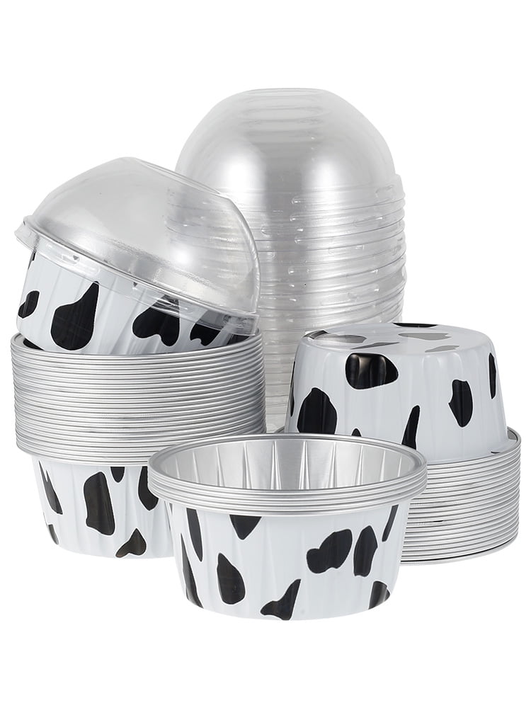 Sutowe Foil Cupcake Liners 50pcs with 50 Clear Semicircle Lids for ...
