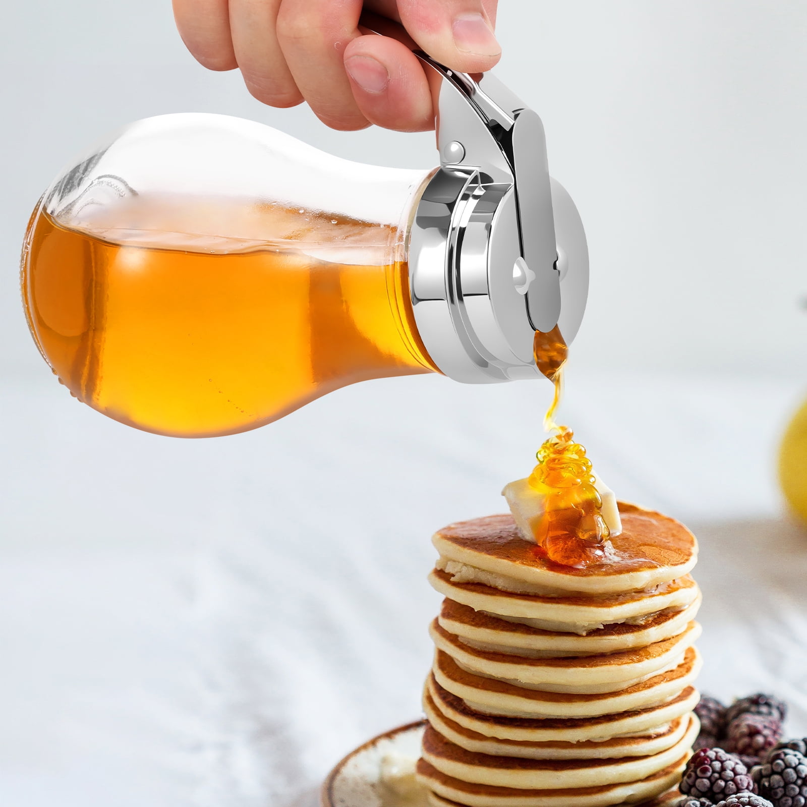 Sutowe Glass Syrup Dispenser Easy to Pour Glass Syrup Container with ...