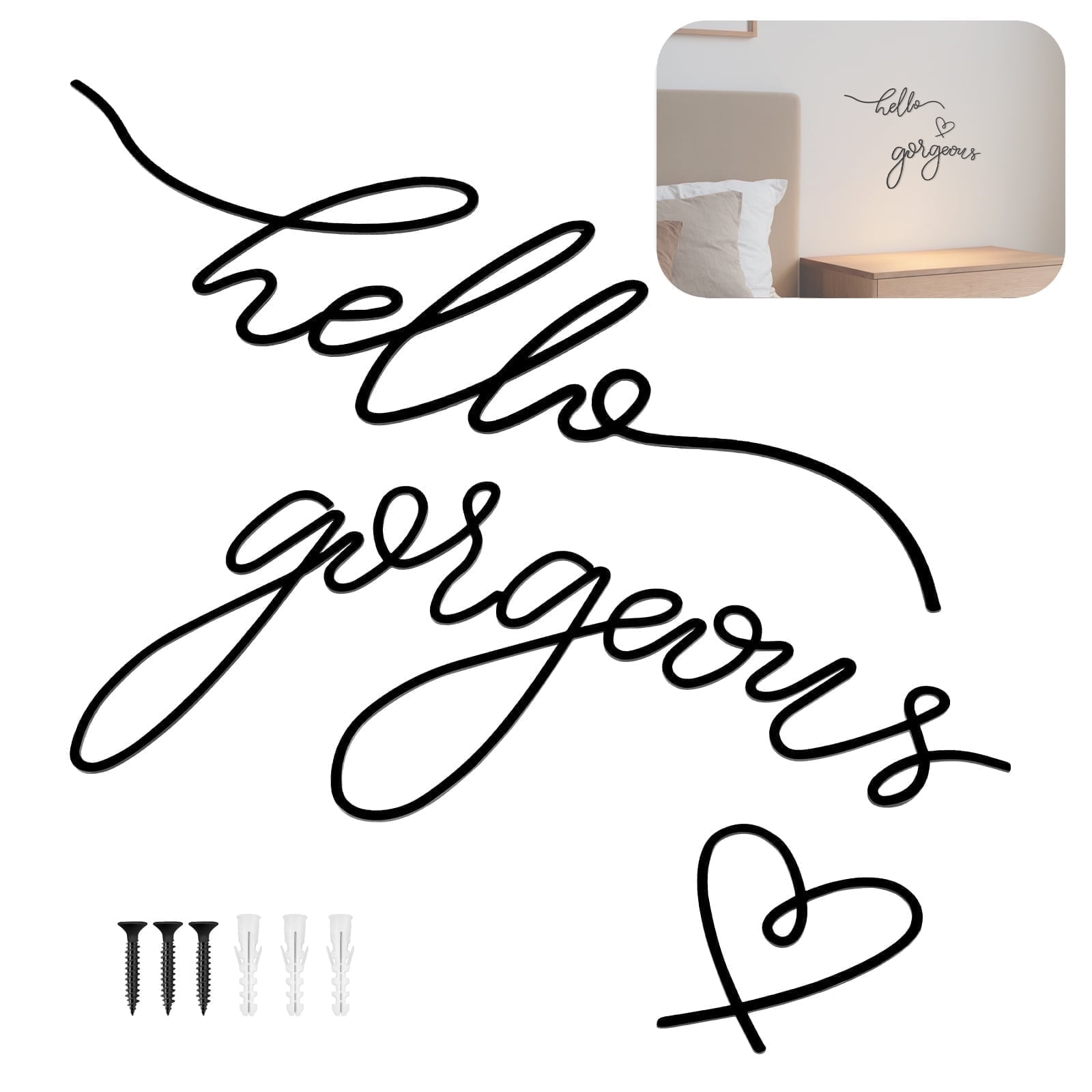 Xiyztok Metal Wall Art Decorative Hello Gorgeous Sign Aesthetic Metal ...