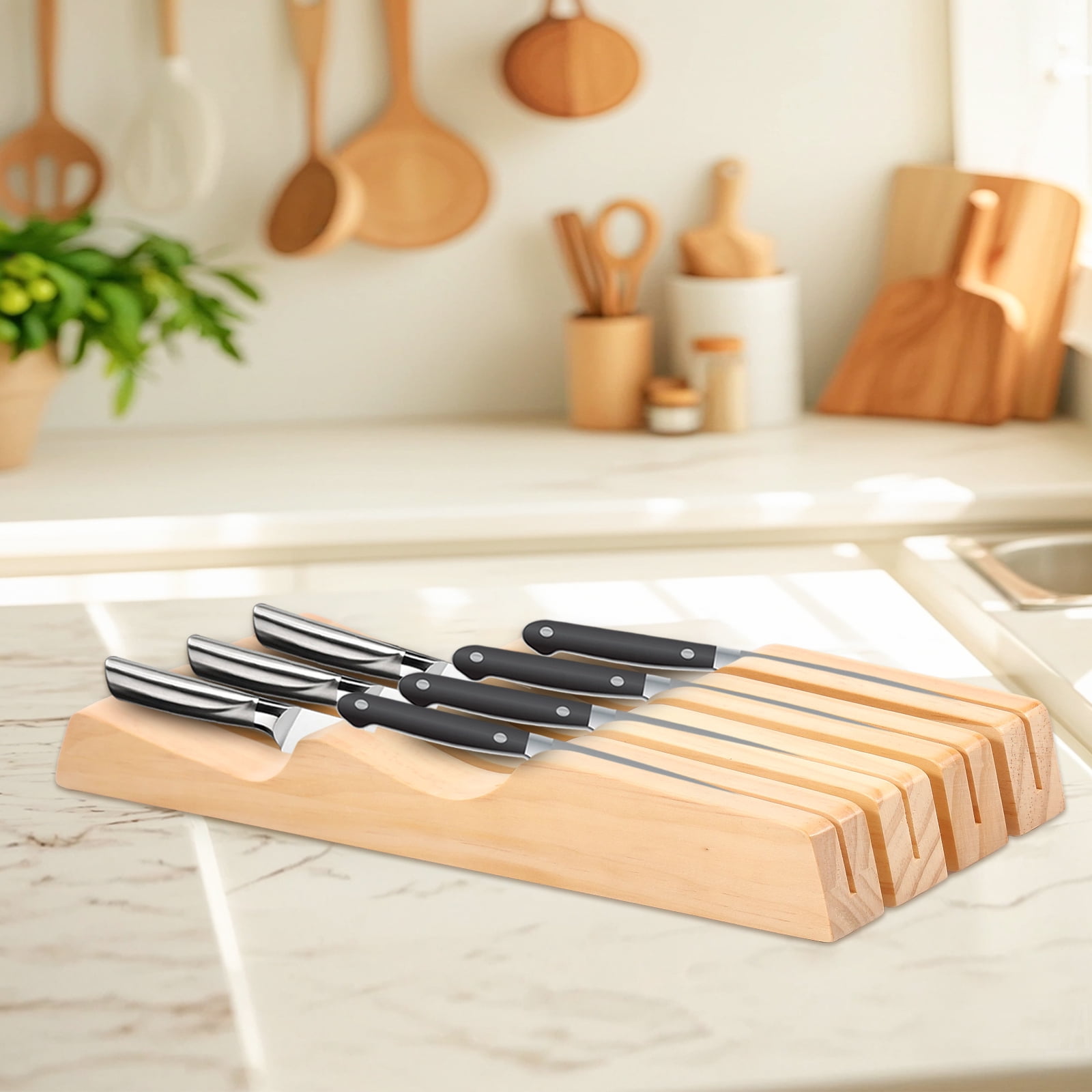 Sutowe Knife Block Holder Organizer Compatible Compact Knife Drawer ...