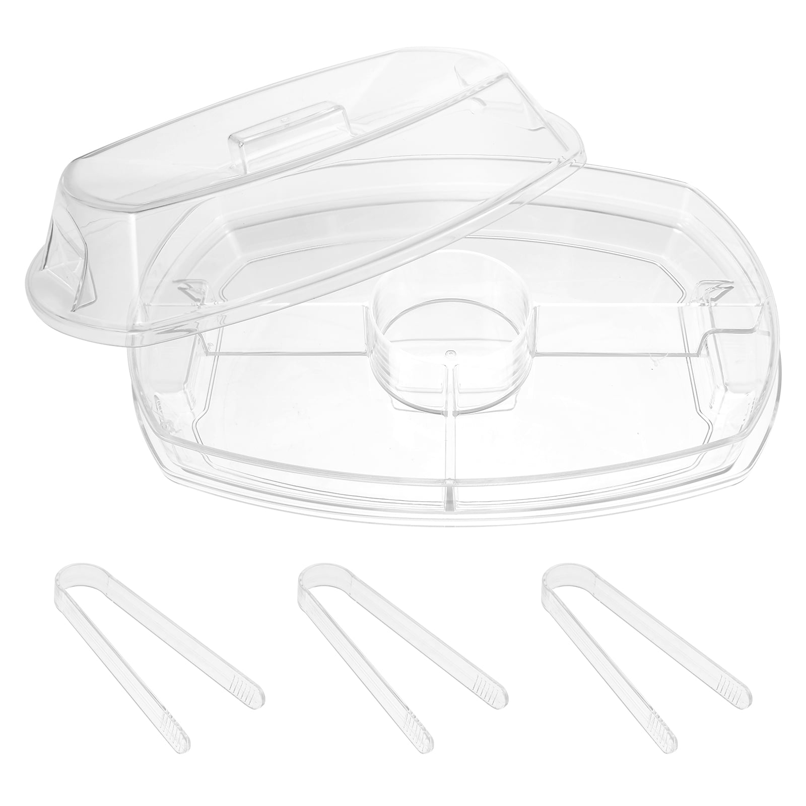 Sutowe Plastic Clear Chilled Party Platter With Clamp and Lid ...