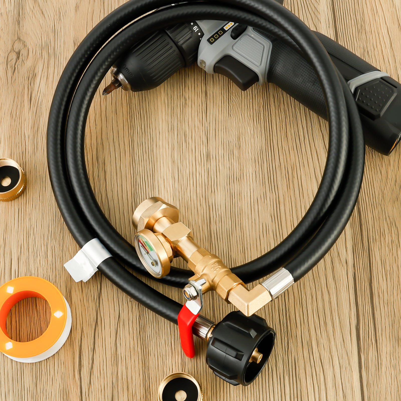 Sutowe Propane Tank Adapter Solid Brass Propane Refill Adapter 4FT Propane Refill Adapter Hose ...