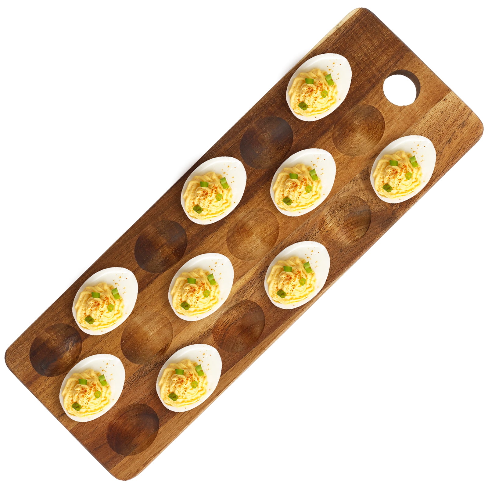 Sutowe Reversible Wood Deviled Egg Platter Large Capacity 18 Slots ...