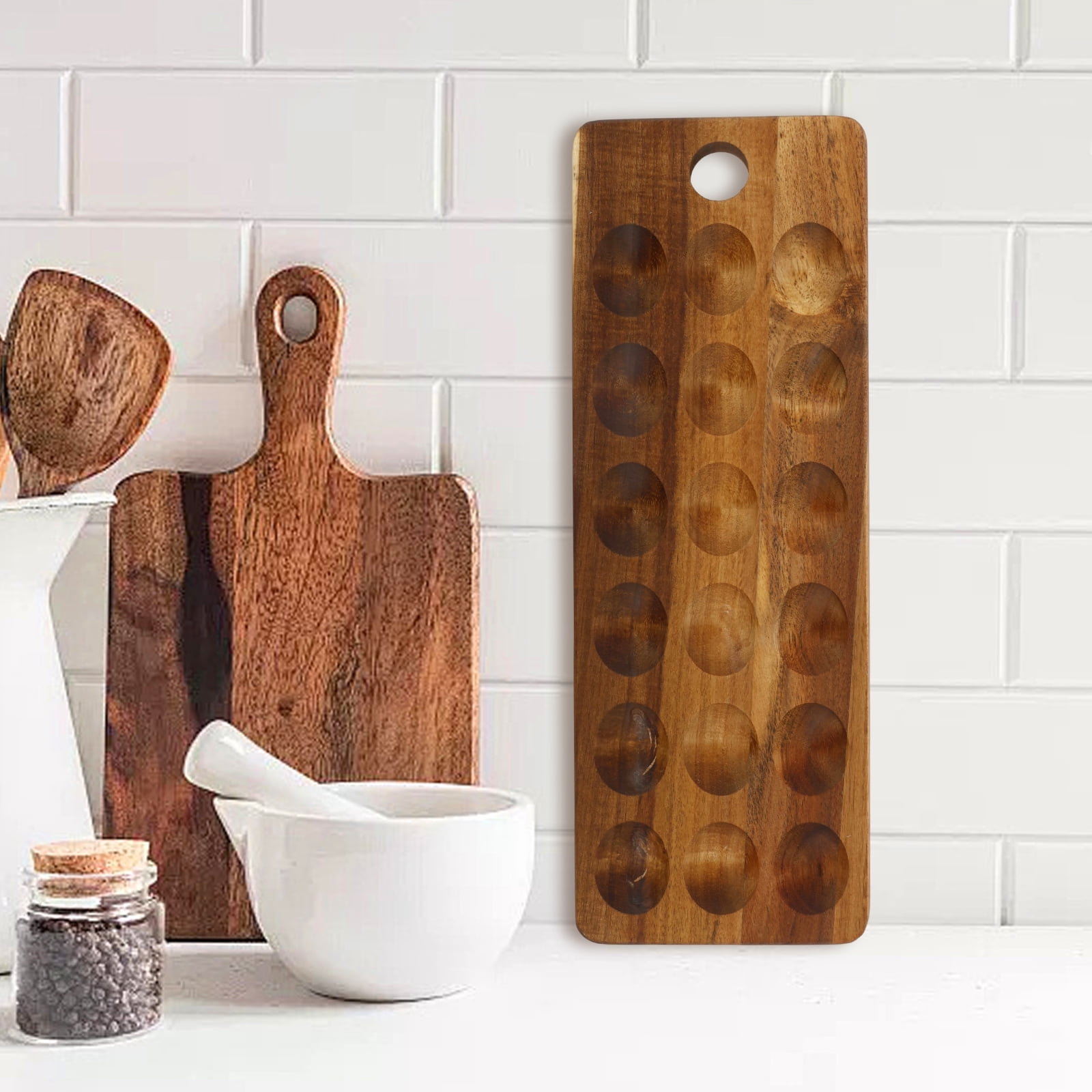 Sutowe Reversible Wood Deviled Egg Platter Large Capacity 18 Slots ...