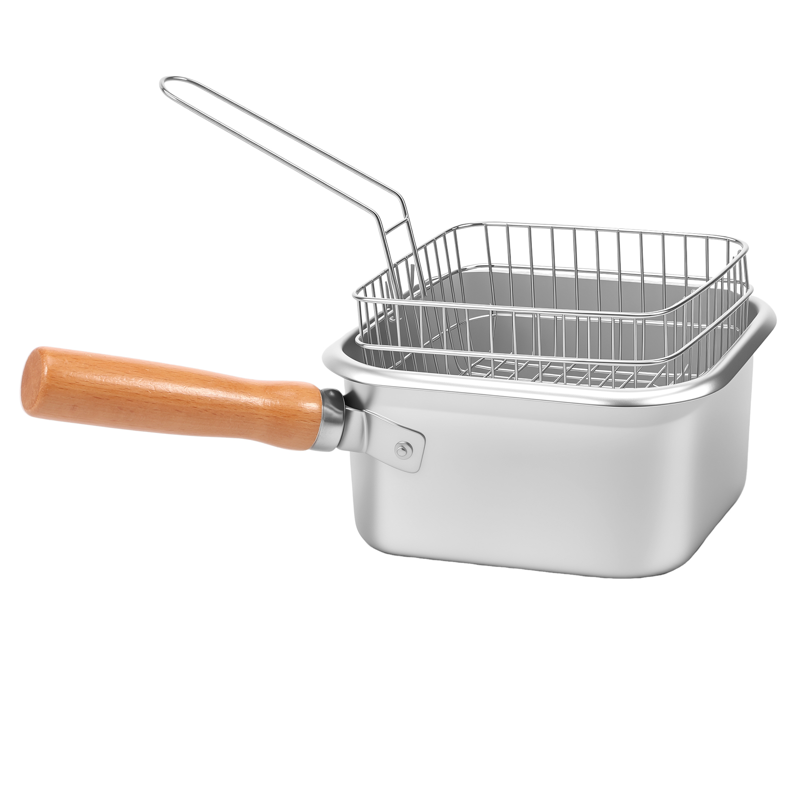 Sutowe Square Deep Fryer Pot with Basket Stainless Steel Portable Chip ...