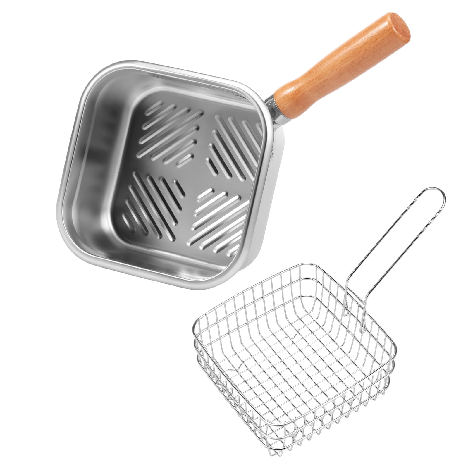Sutowe Square Deep Fryer Pot with Basket Stainless Steel Portable Chip ...