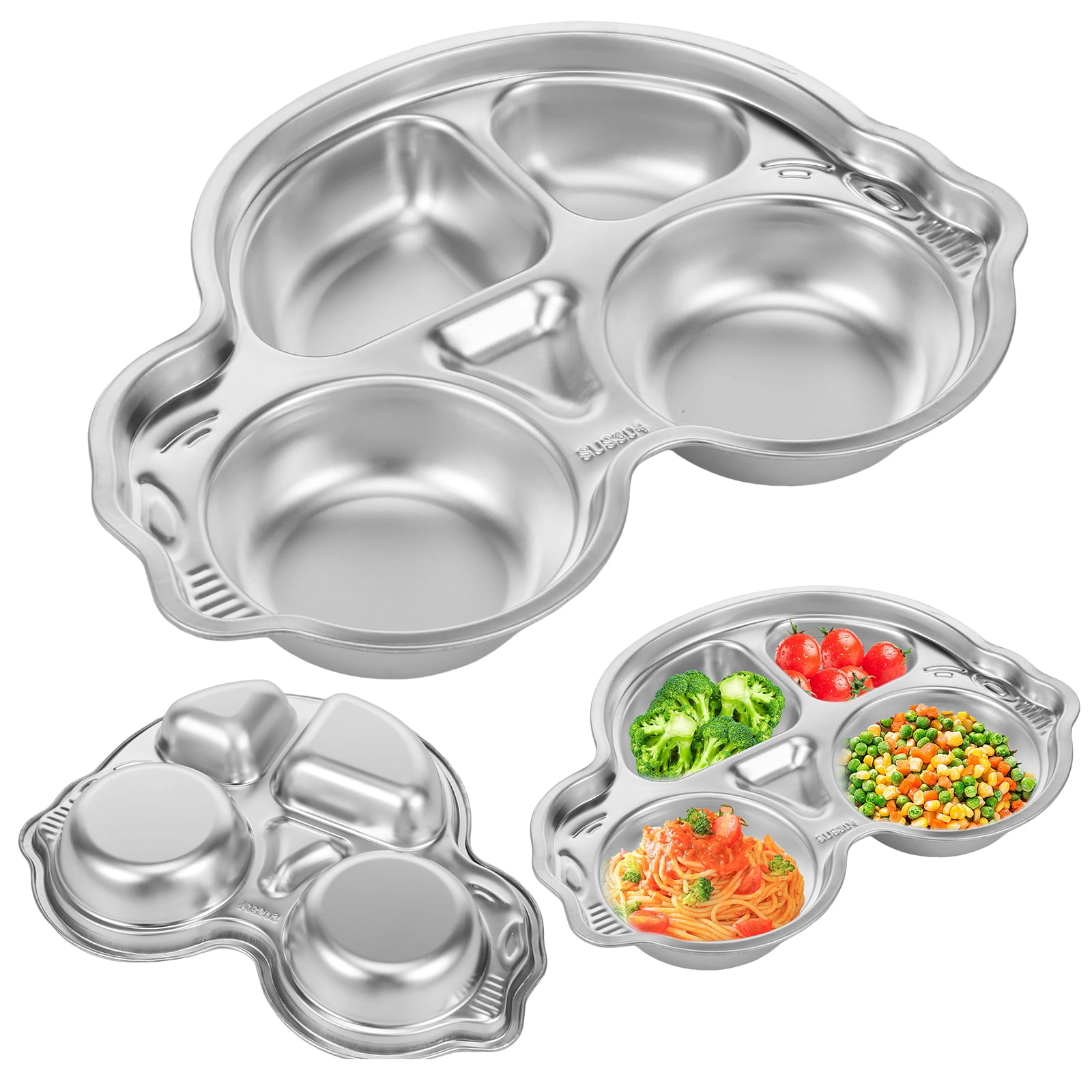 Sutowe Stainless Steel Divided Plate Portable Versatile Divided Meal ...