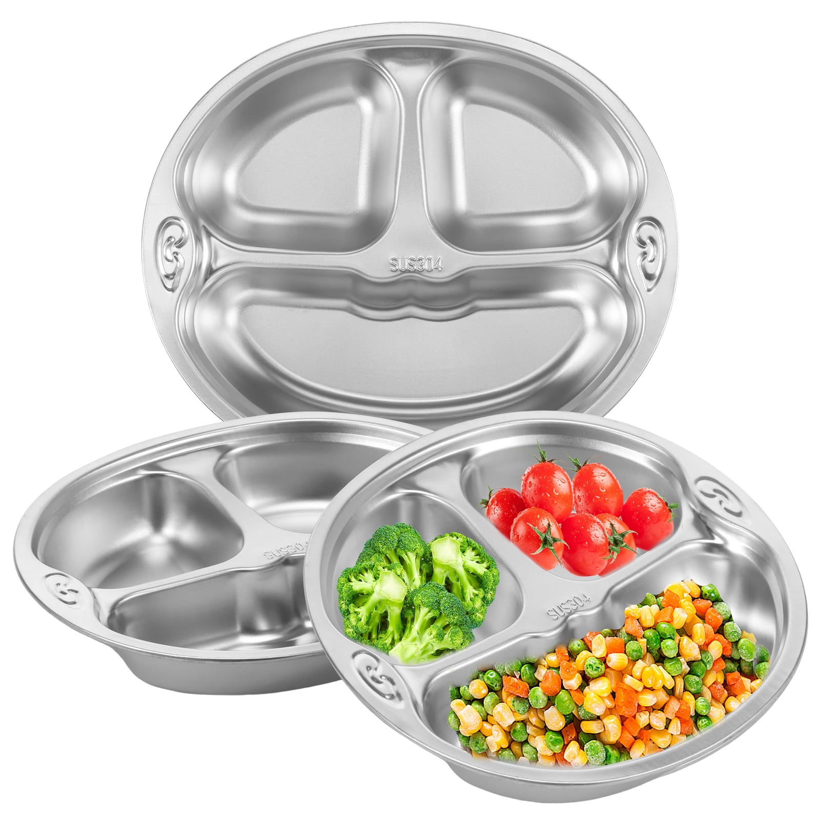 Sutowe Stainless Steel Divided Plate Portable Versatile Divided Meal ...