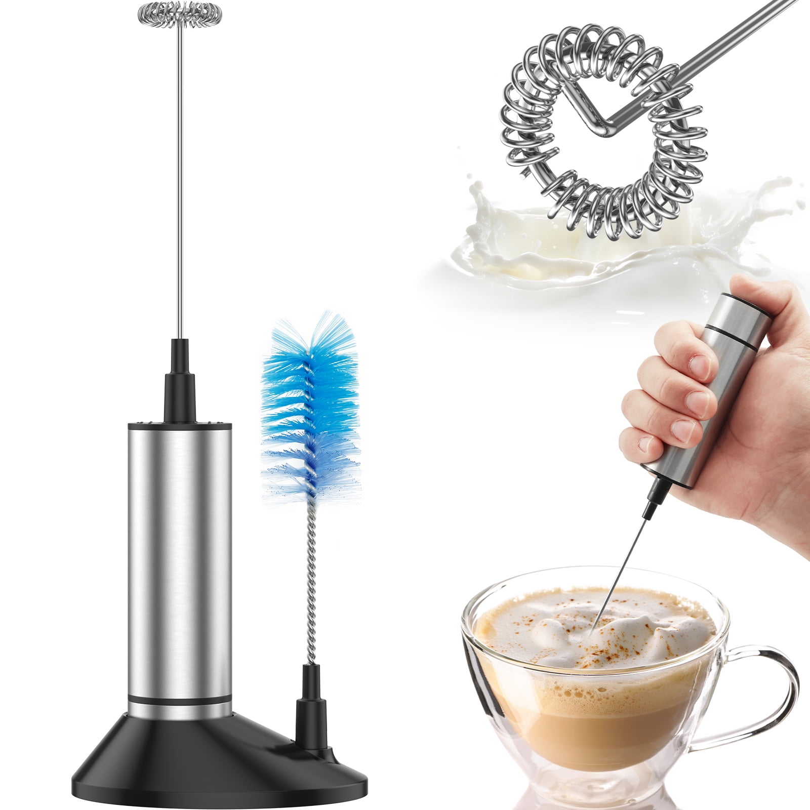 Sutowe Stainless Steel Rechargeable Milk Frother Wand Detachable 2 ...