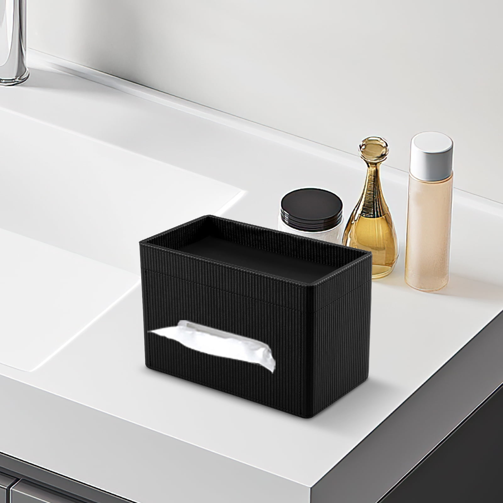 Sutowe Tissue Box Cover Rectangular Tissue Box Holder with Storage Tray ...