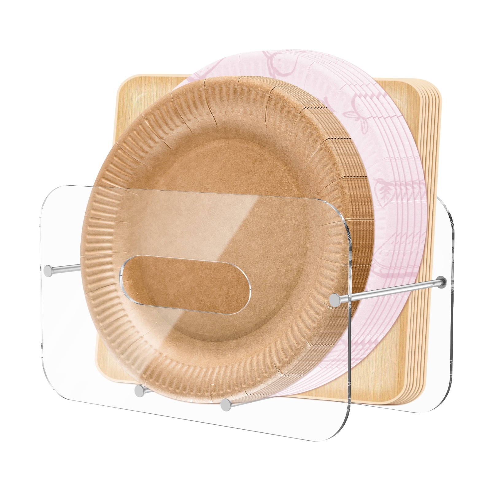 Sutowe Transparent Acrylic Paper Plate Dispenser for Cabinet Countertop ...
