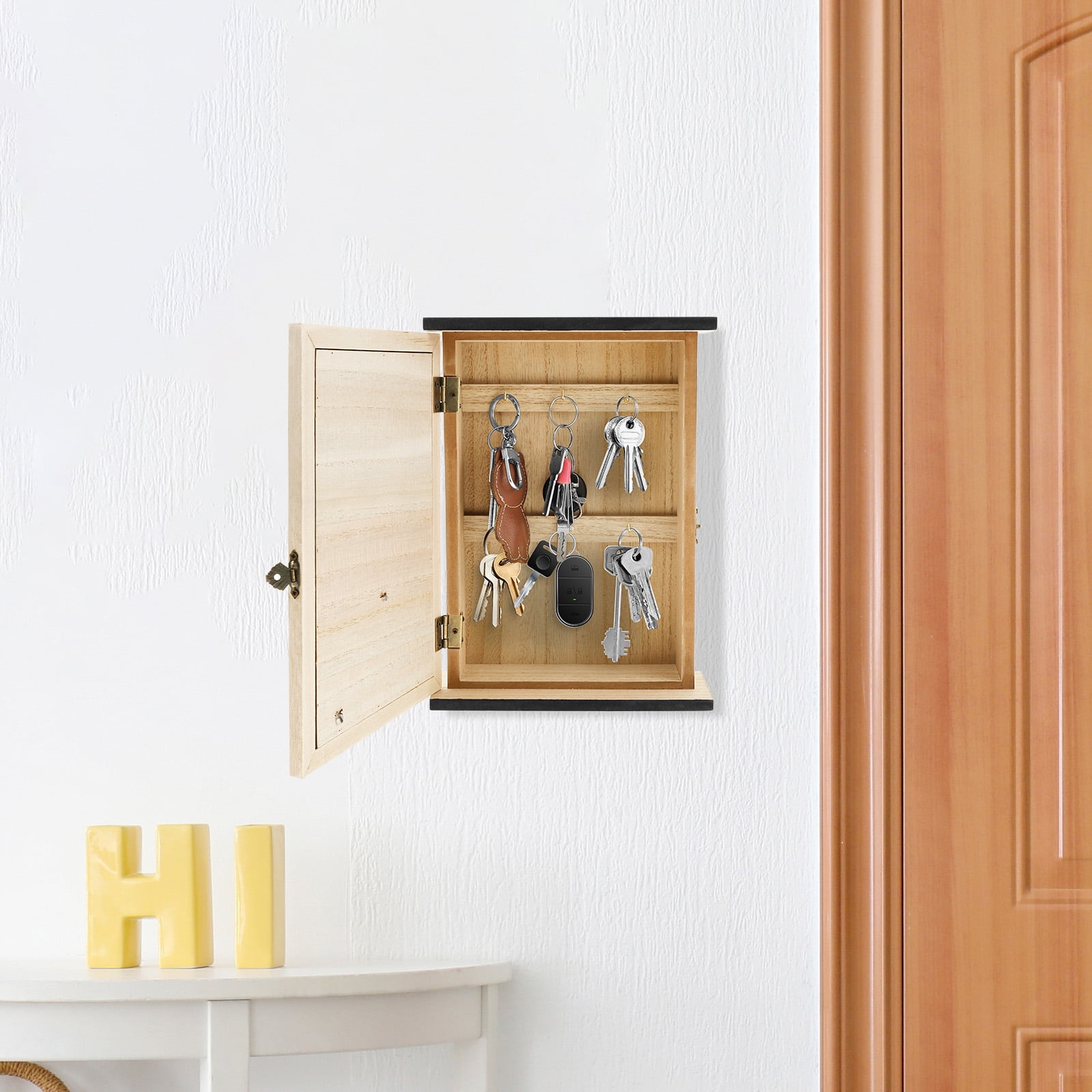 Tcwhniev Wooden Key Box Decorative Wall Mount Wooden Key Holder with 6 ...