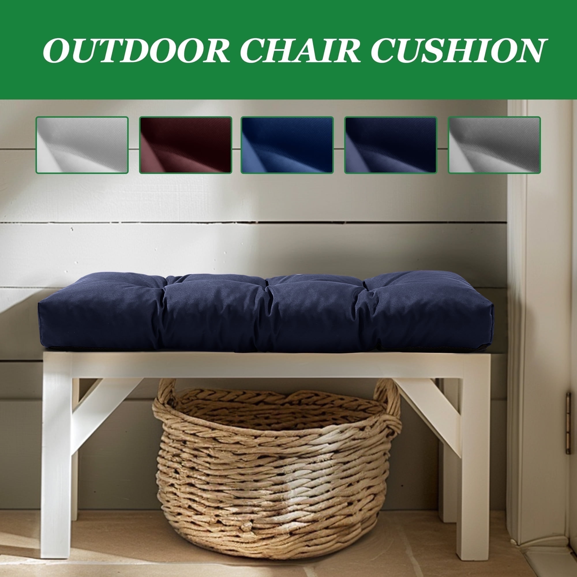 Suttele Non-Slip Tufted Memory Foam Bench Cushion, Water-Resistant ...