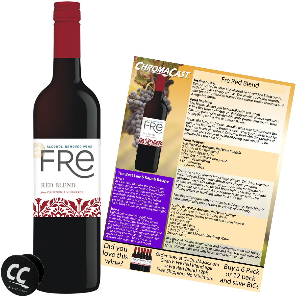 Sutter Home Fre Red Blend Non-Alcoholic Red Wine Experience Bundle with ...
