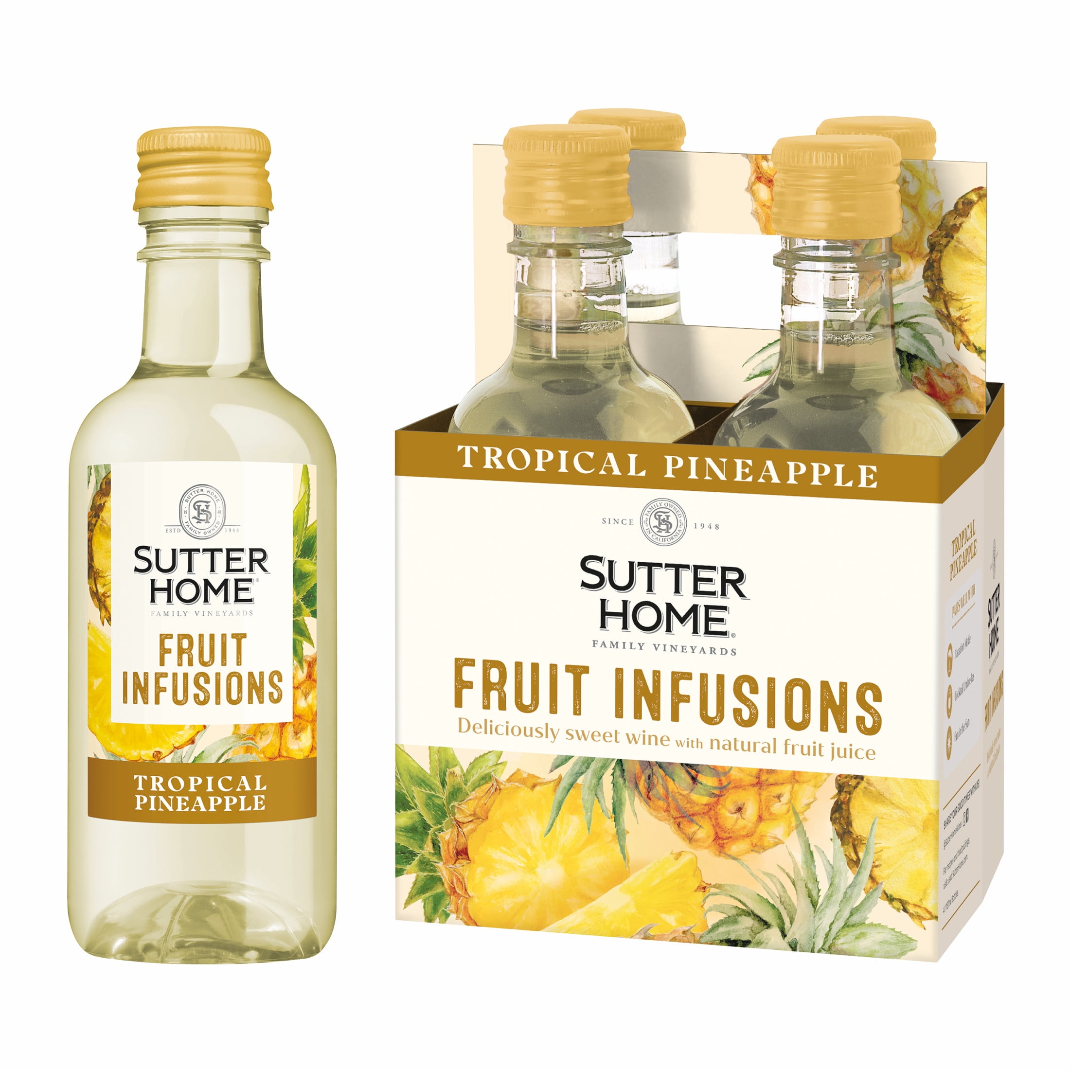 Sutter Home Fruit Infusions Tropical Pineapple California White Wine, 4 ...