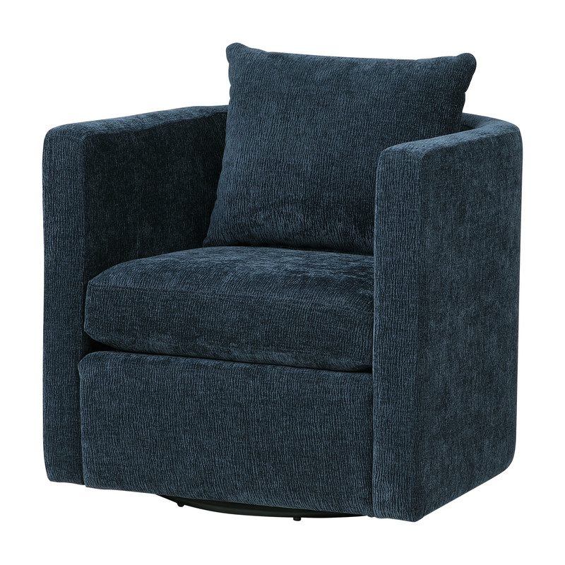 Sutton Linen Swivel Barrel Chair with Ultra-Soft Fabric Upholstery ...